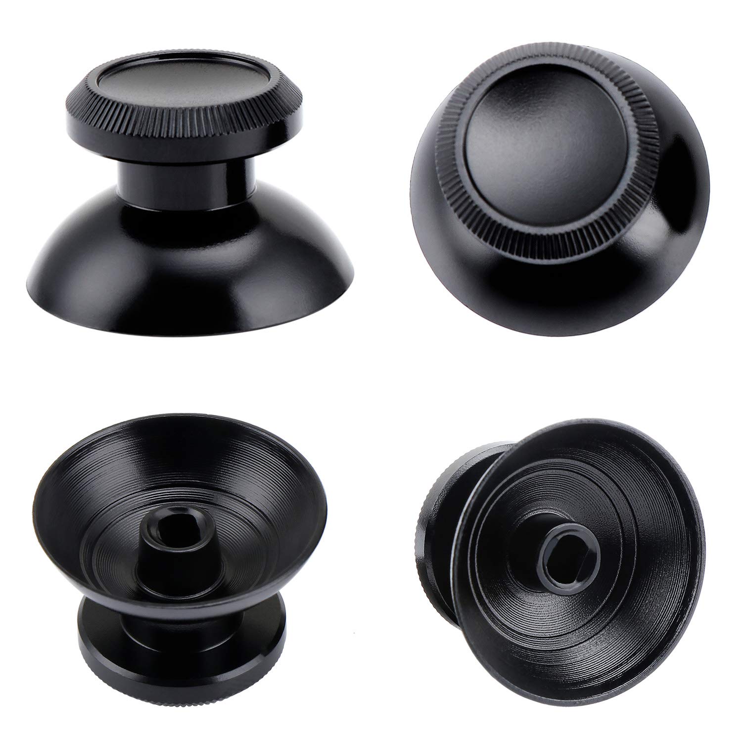 WiMas Aluminium Button Hats Thumb Grip Caps Bullet Buttons AXBY Button D-pad for PS4 7PCS (Black)