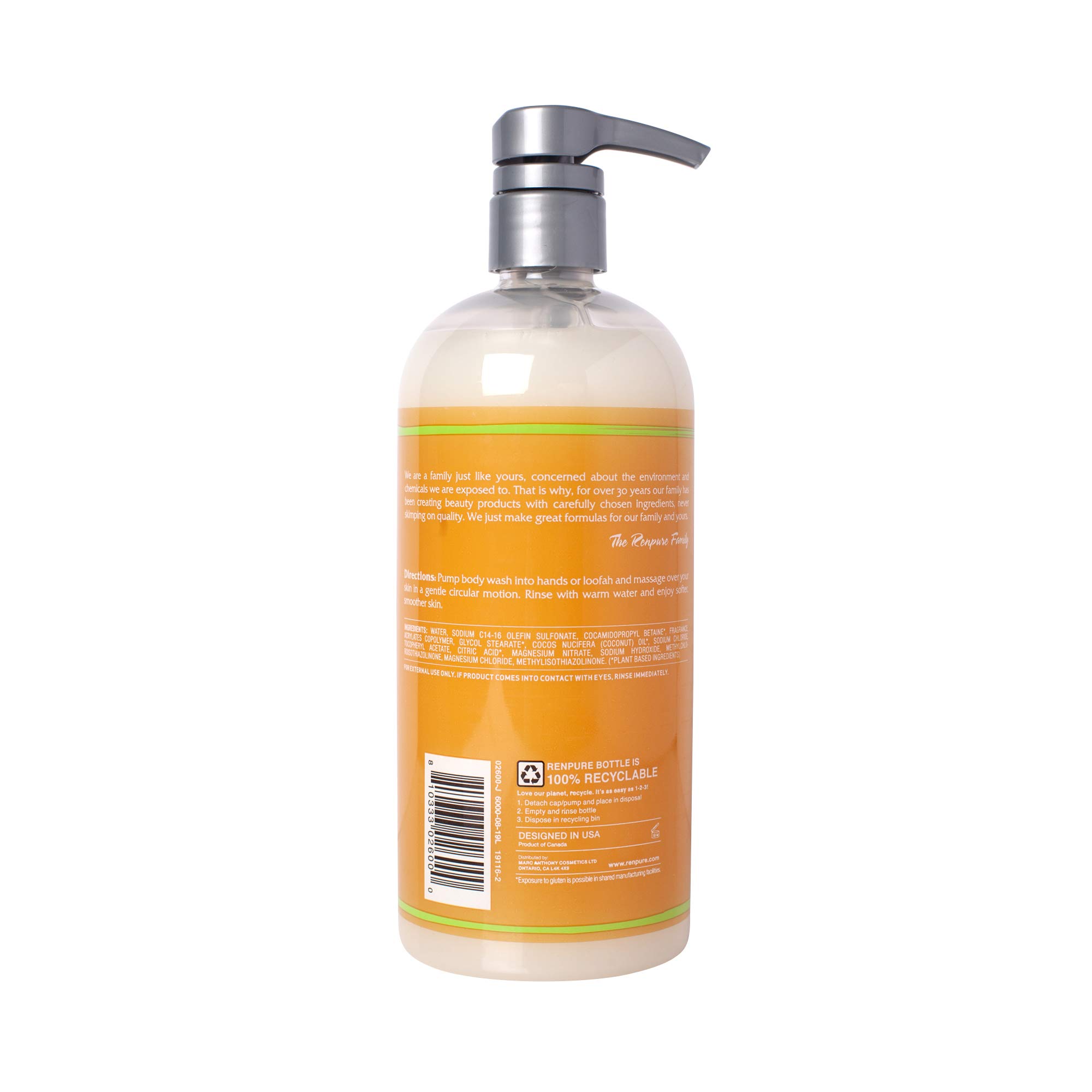 RENPURE Coconut Milk & Vitamin E Body Wash, 24 Fl Oz