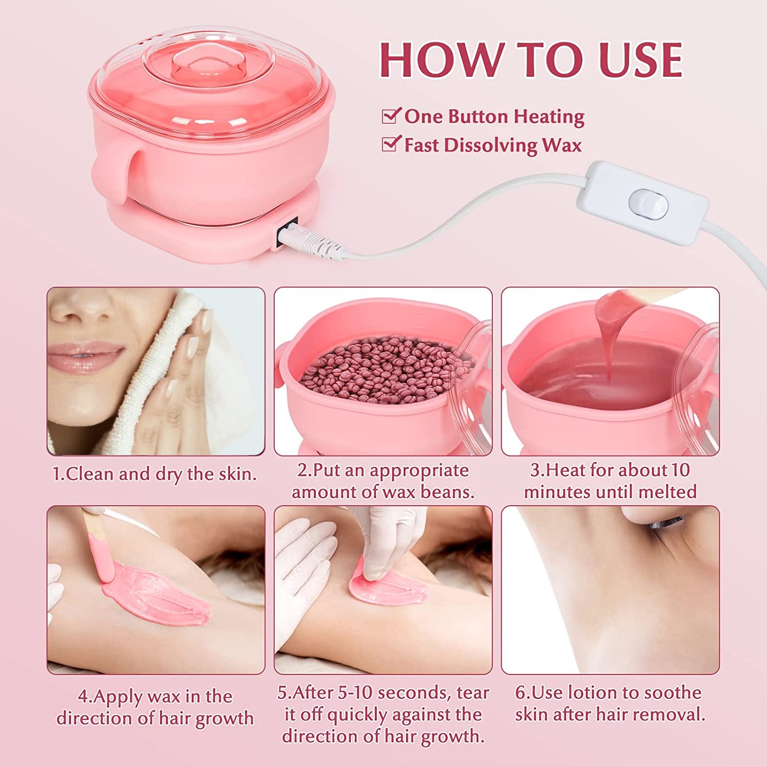 Ranrose Silicone Bowl for Wax Warmer,400ML Silicone Wax Warmer for Hair Removal with Replacement Silicone Wax Bowls for Waxing