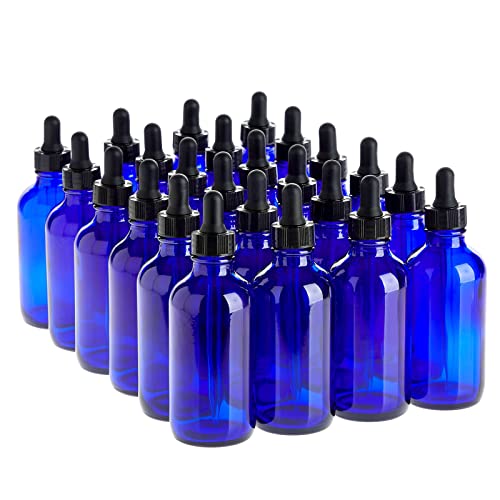 Juvale 30pcs Set, 24 Count 4oz 120ml Blue Glass Dropper Bottles and 6 Funnels for Essential Oils and Perfumes