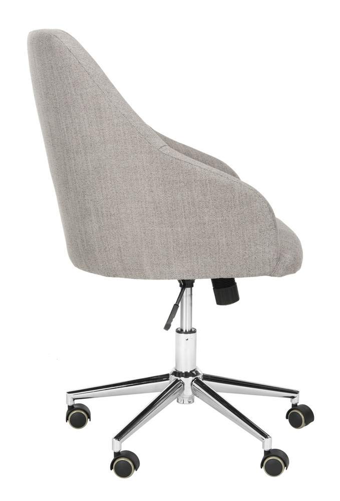 Safavieh Home Adrienne Grey Linen and Chrome Leg Tufted Swivel Office Chair