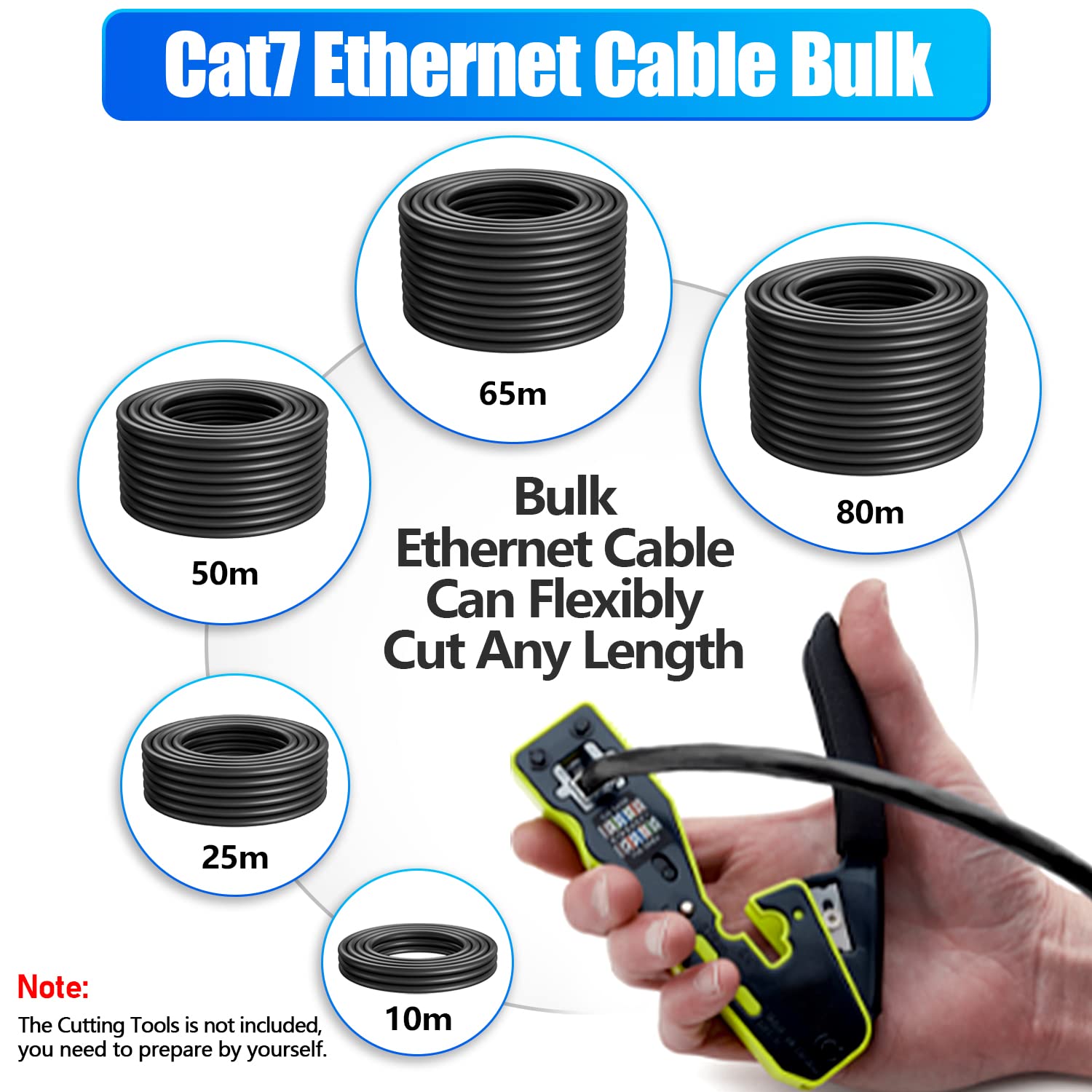MEIPEK Cat 7 Outdoor Ethernet Cable 328ft,10 RJ45 Connectors, SFTP Triple Shielded, 24 AWG, High Speed, LLDPE, Waterproof, Direct Burial, In-Ground, UV Resistant, Network, LAN, Internet, Cat 7 300+ft