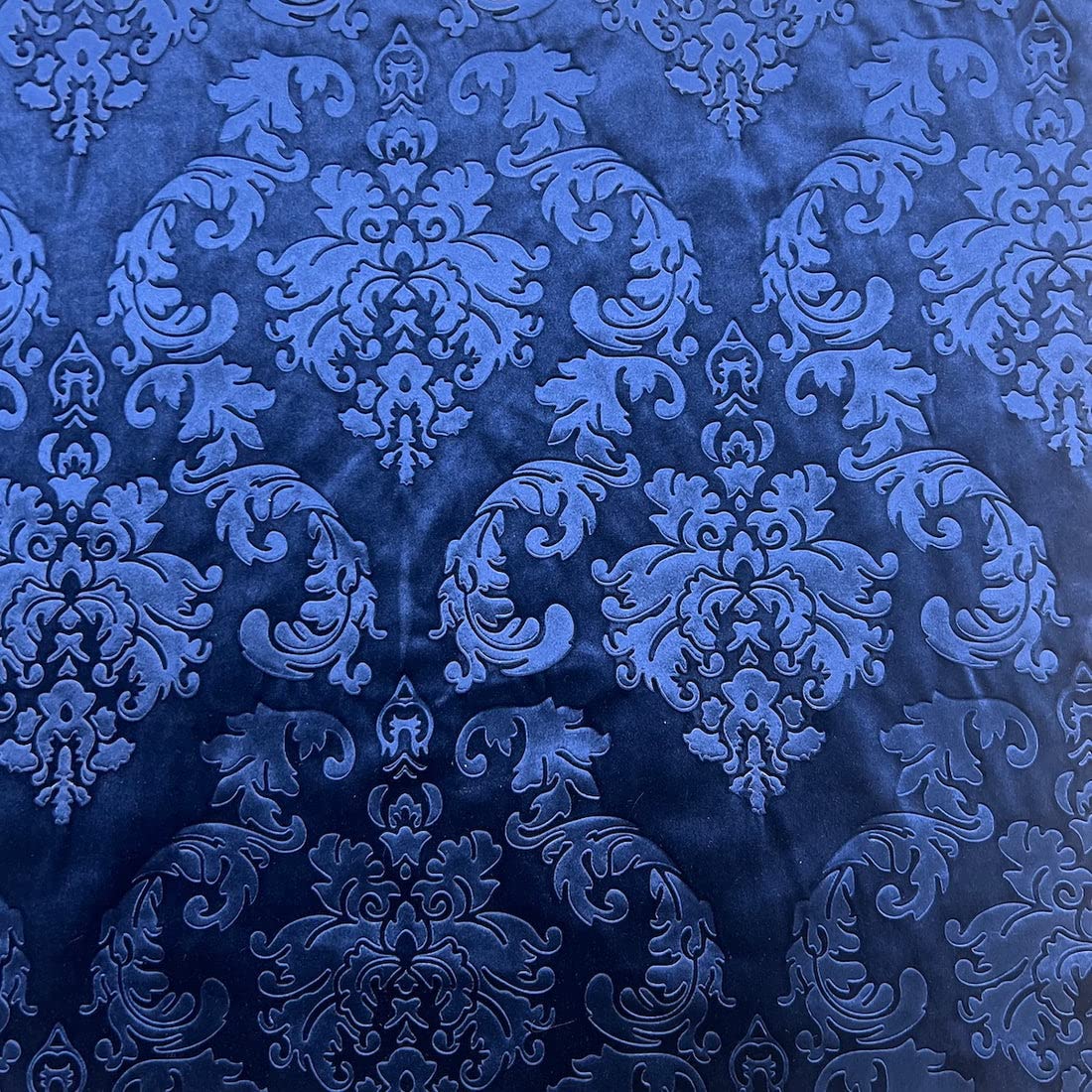 Fashion Fabrics LLC Royal Blue Damask Embossed Velvet Upholstery Drapery Fabric - Sold by The Yard - 55"