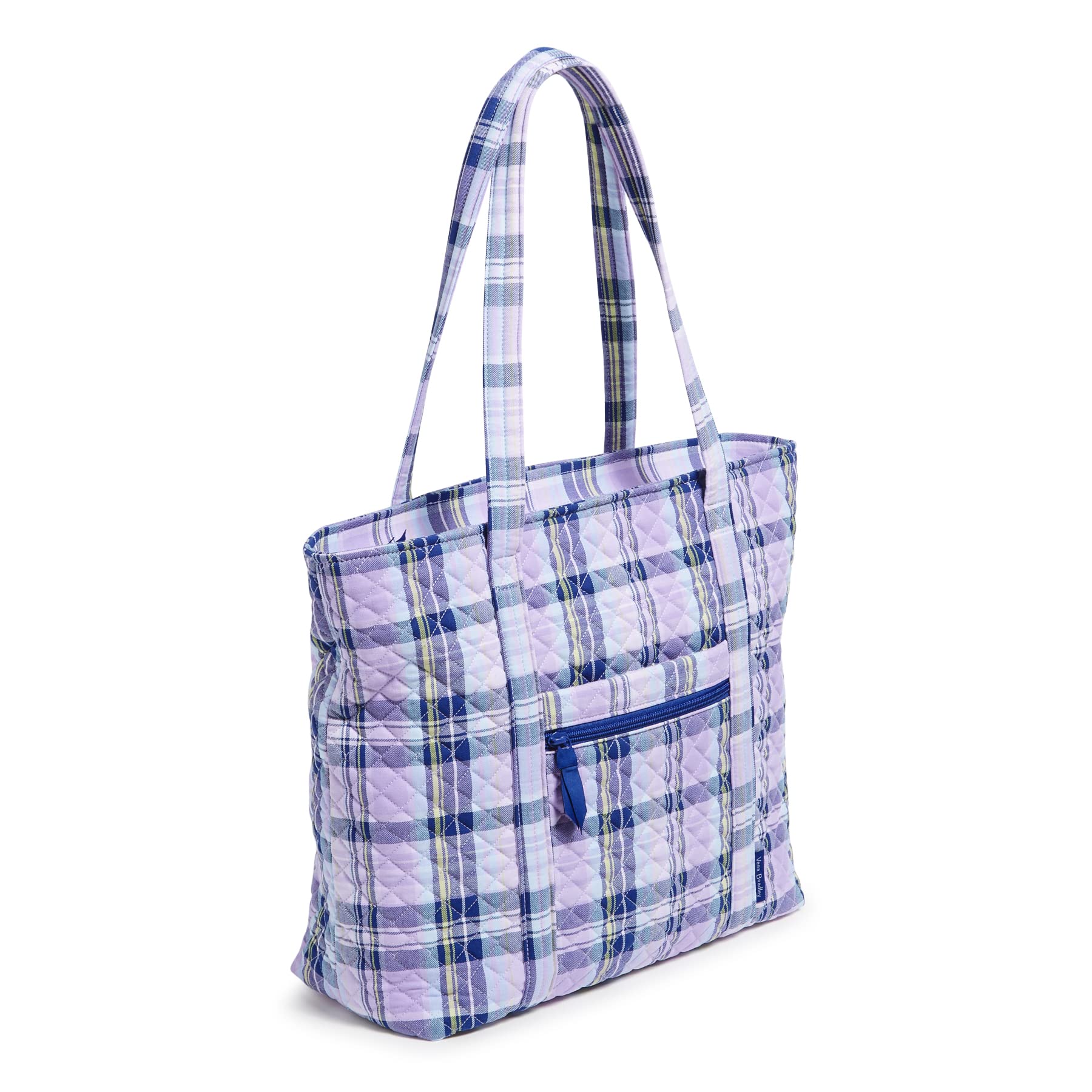 Vera Bradley Women's Cotton Vera Tote Bag, Island Tile Blue - Recycled Cotton, One Size