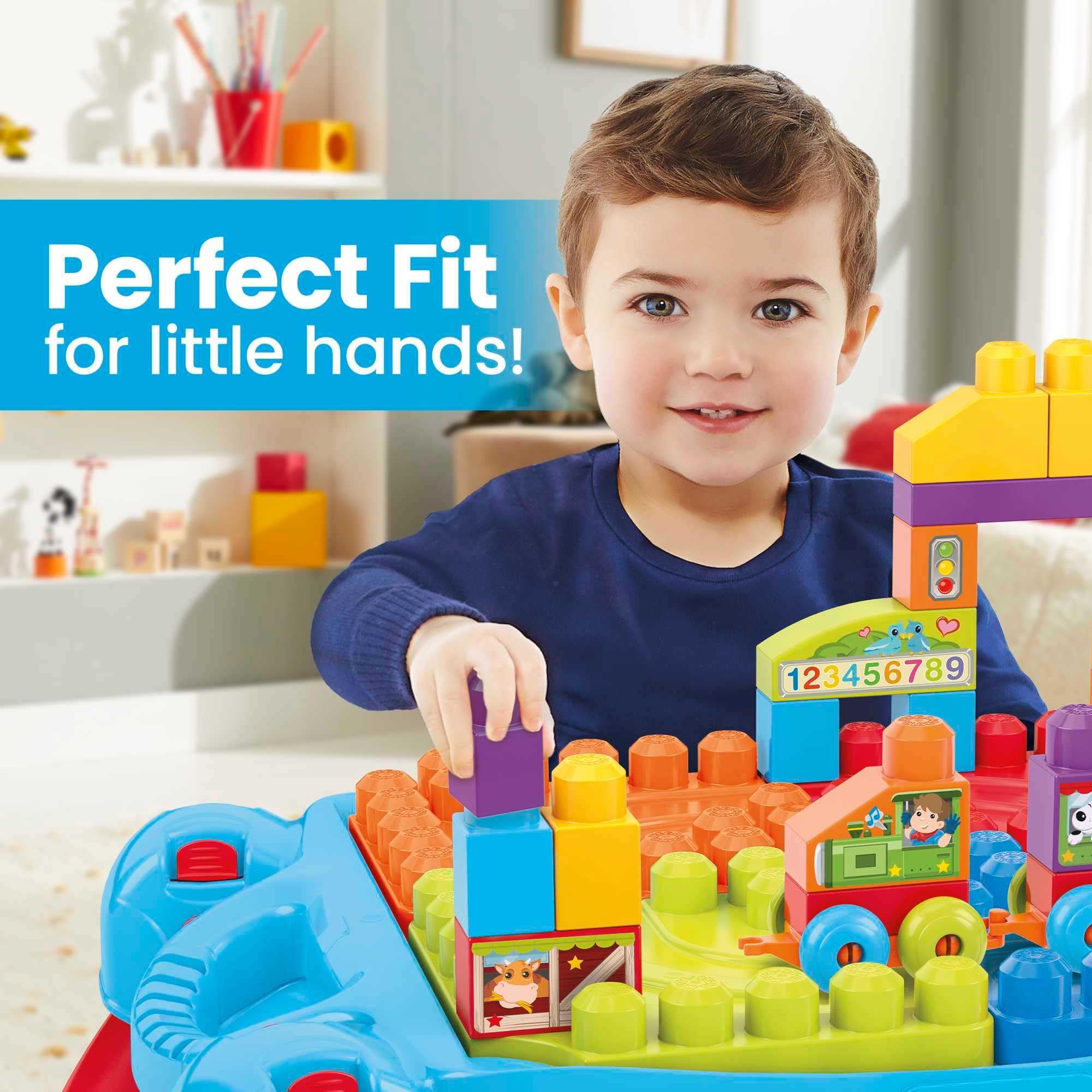 MEGA BLOKS First Builders Toddler Blocks Toy Set, Build ‘n Learn Activity Table with 30 Pieces and Storage, Blue, Ages 1+ Years (Amazon Exclusive)