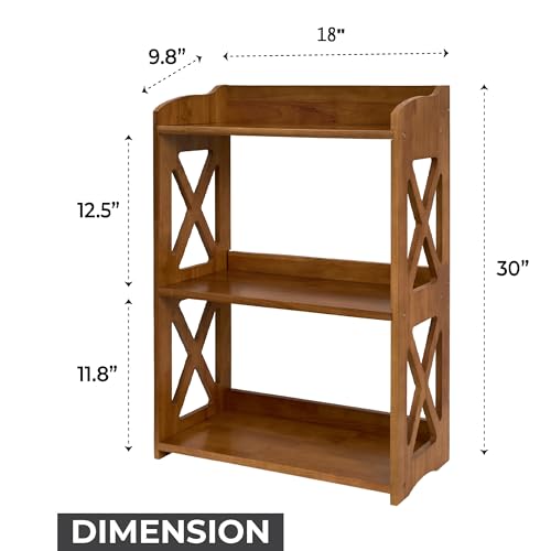 YCICI Bookcase, Bookshelf, 3 Tier Bookshelf, Freestanding Display Storage Shelves Open Bookcase for Bedroom, Small Bookshelf for Living Room and Office