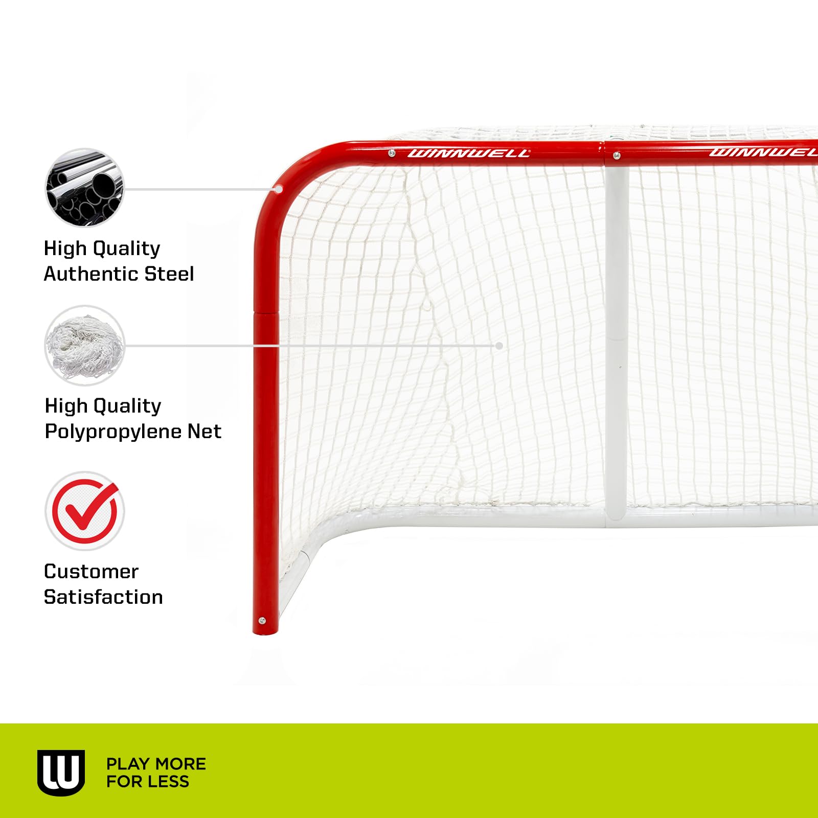 Winnwell Regulation Size Hockey Net - Indoor & Outdoor Heavy Duty Goal - Good for Street, Field & Rink