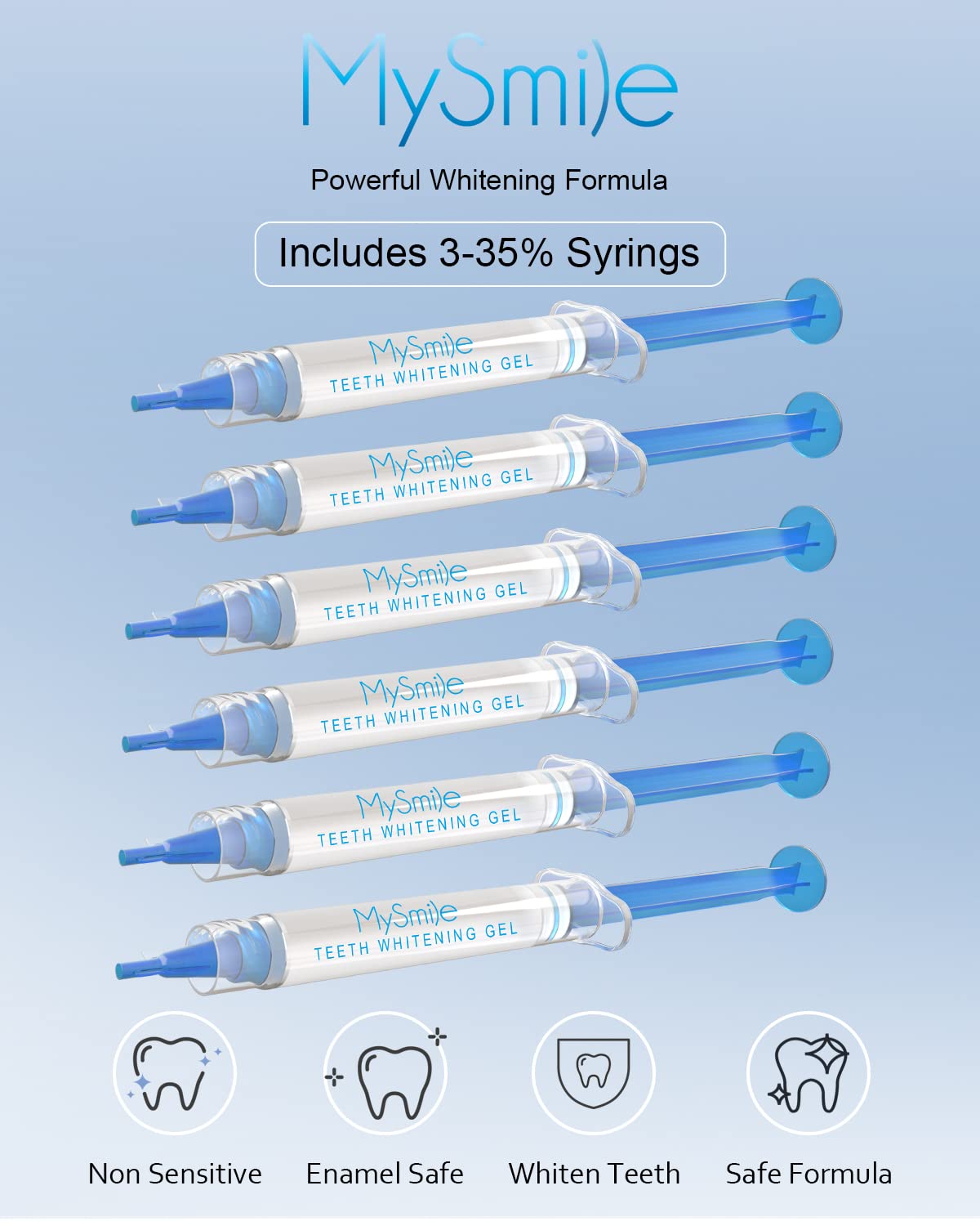 MySmile Teeth Whitening Kit Enhanced Teeth Whitener, 3 Non-Sensitive Teeth Whitening Syringe, 3 Non-Sensitive Teeth Whitening Pen, Helps to Remove Stains from Coffee, Smoking, Wine, Soda, Tea