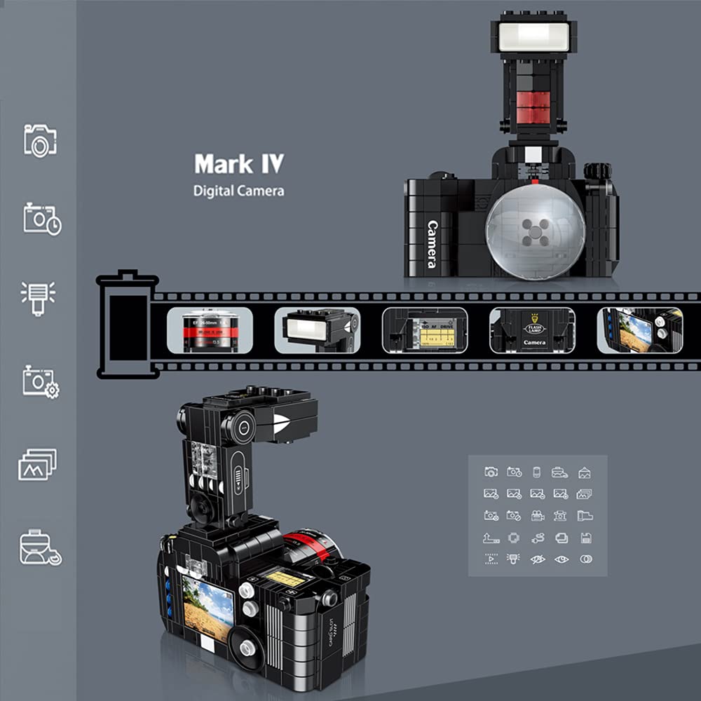 NC Uvini Building Blocks Camera, DIY STEM Toys, Building Construction Brick Set Best Gift for Adult, Teens, Collectible Model Digital Camera to Build 407pcs