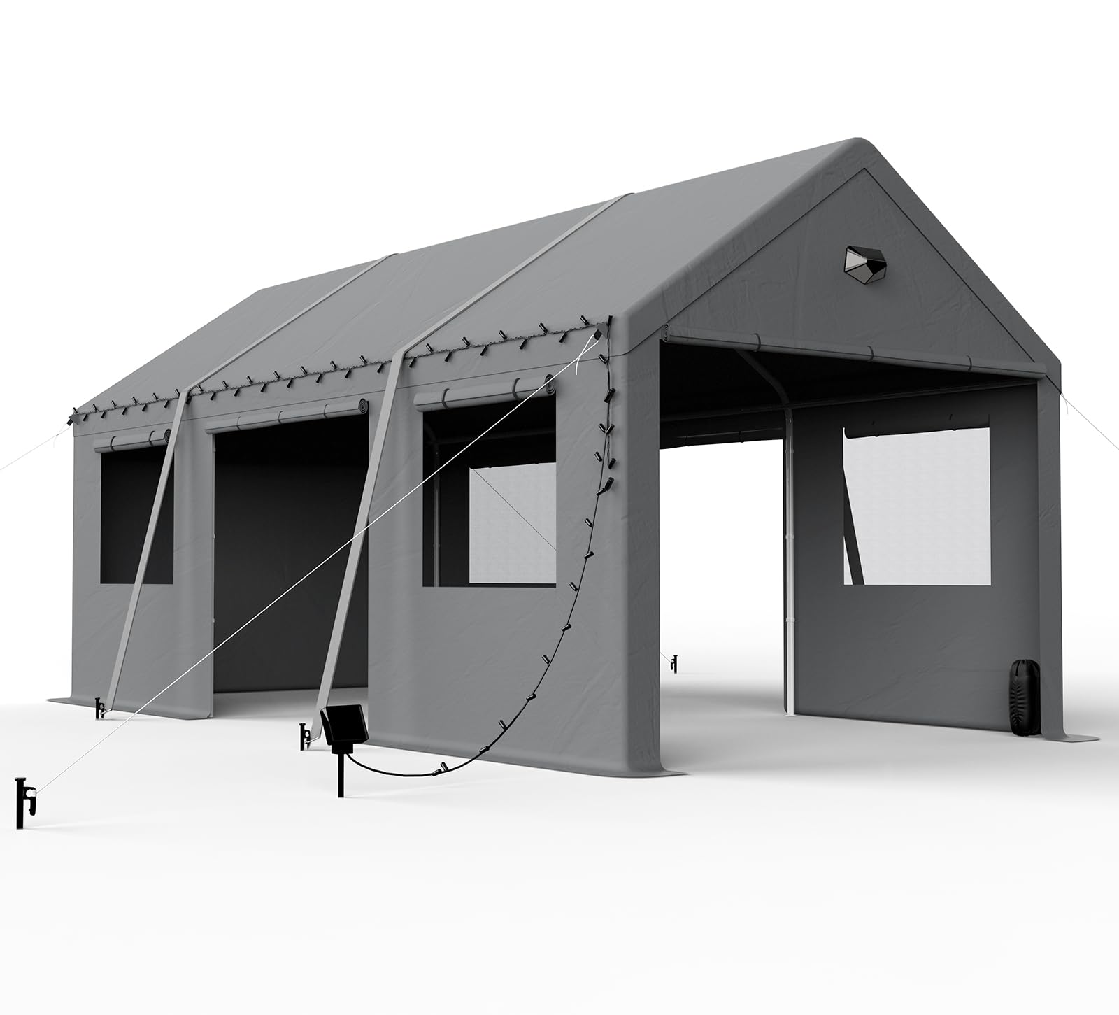 Benass 10x16 Carport, Heavy Duty Car Port, Portable Garage Carports Canopy with Roll Up Doors & Windows and Removable Sidewalls, White