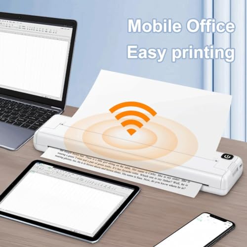 GAELOP DFHBFG Portable Mini Inkless A4 Thermal Printer Pocket Photo Document Printer -Compatible Thermal Printer Easy to Use