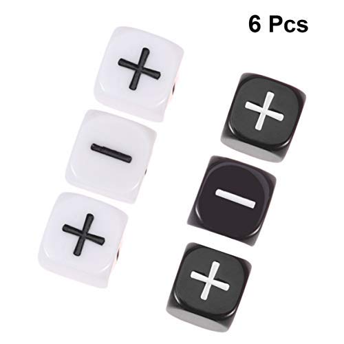 Toyvian Teacher Dice Set Math Operation Calculation Dice Minus Sign Plus Sign Dice Toys for Kids Classroom Teaching Supplies Bar Game Prop 6pcs