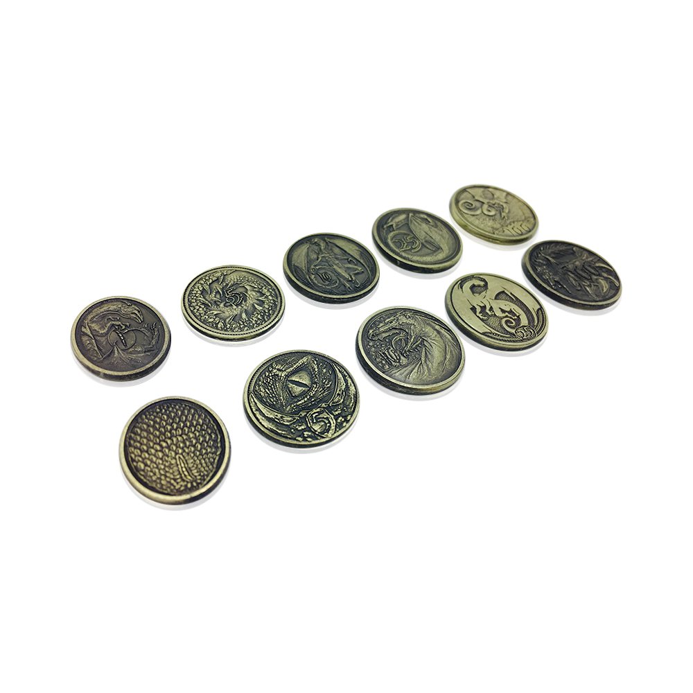 Norse Foundry Dragon Variety Pack (Set of 10) (Metal Plated Novelty) Adventure Coins for RPGs/LARP | DND Pathfinder Live Action Role-Playing Games