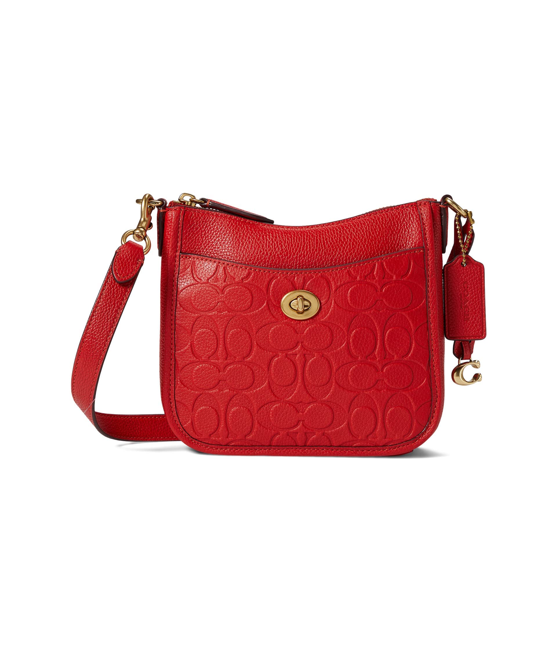 Coach Signature Leather Chaise Crossbody 19 Sport Red One Size