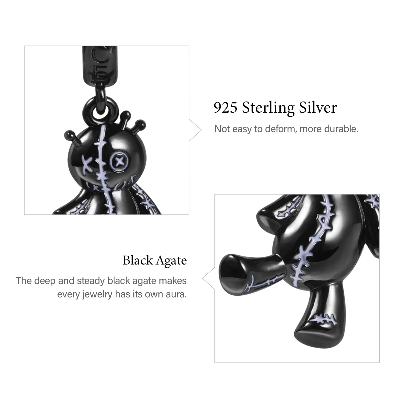 GNOCE Voodoo Doll Pendant Charm 925 Sterling Silver Dangle Bead Charms For Women Bracelet/Necklace Halloween Gifts For Wife(color-5)