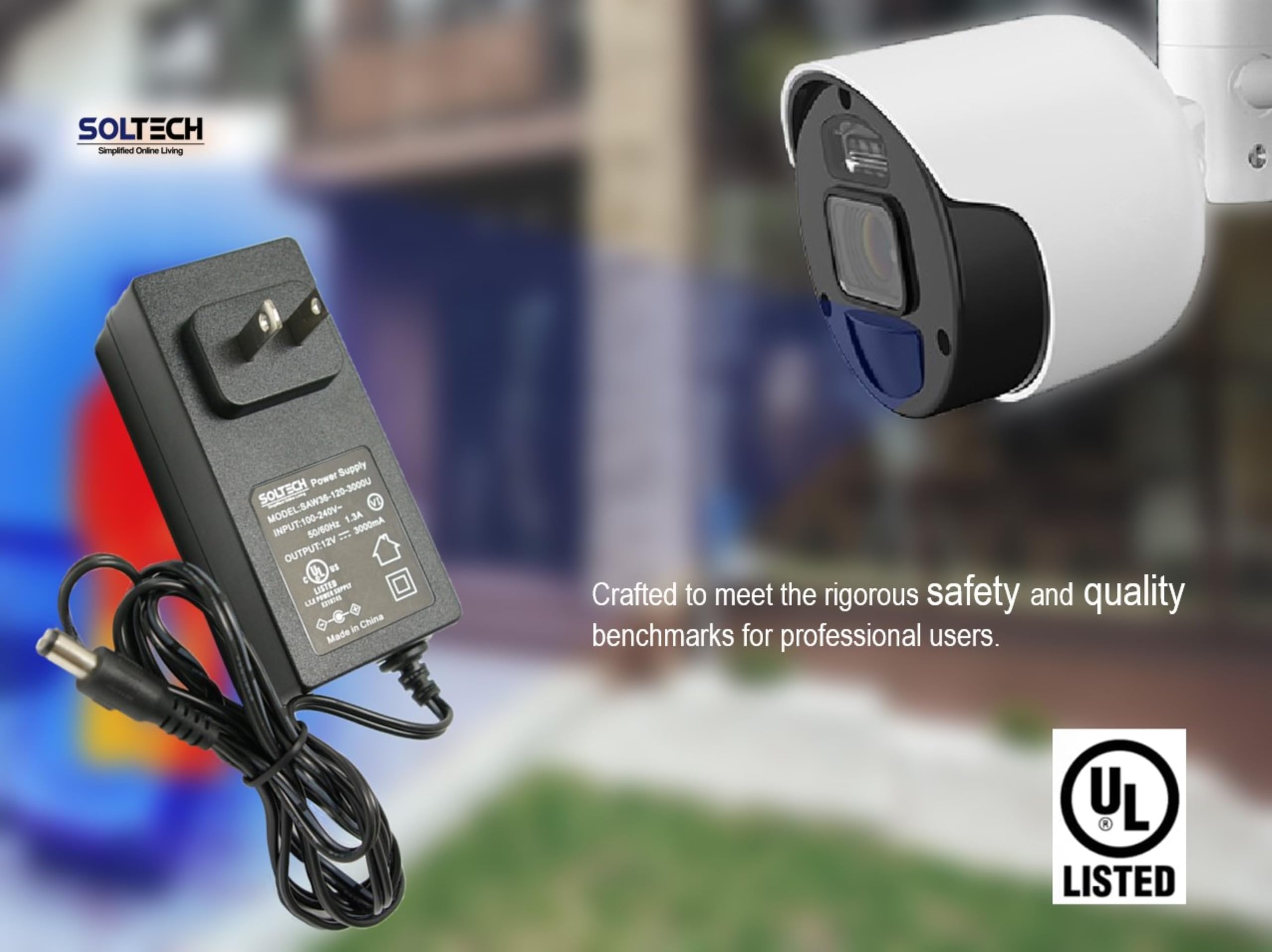 Samsung Wisenet Compatible CCTV Security Camera Power Adapter for DVR, NVR, AHD | 12V 3A 100-240V AC DC Power Supply Compatible with Lorex, Night Owl