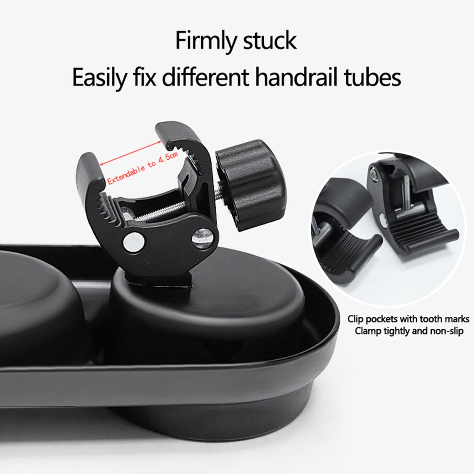 Stroller Snack Tray with 2 Stroller Cup Holder Positions, Stroller Child Snack Tray Universal Fits Most Types of Strollers with Armrests, Universal Stroller Snack Tray Attachment for Travel(Black)