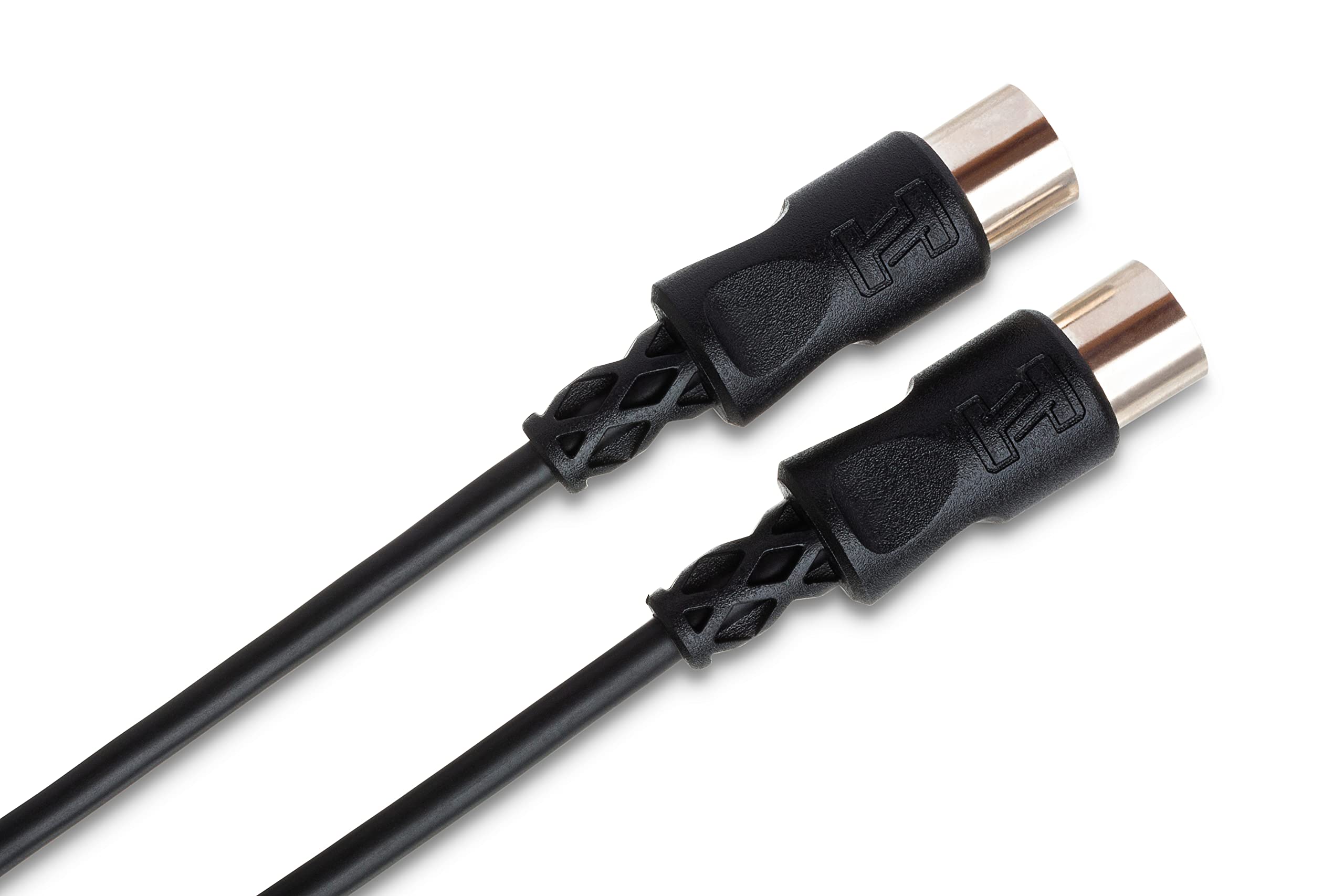 HOSA MID-303RR Right Angle 5-Pin DIN to Right Angle 5-Pin DIN MIDI Cable, 3 Feet Black & MID-301BK 5-Pin DIN to 5-Pin DIN MIDI Cable, 1 Foot