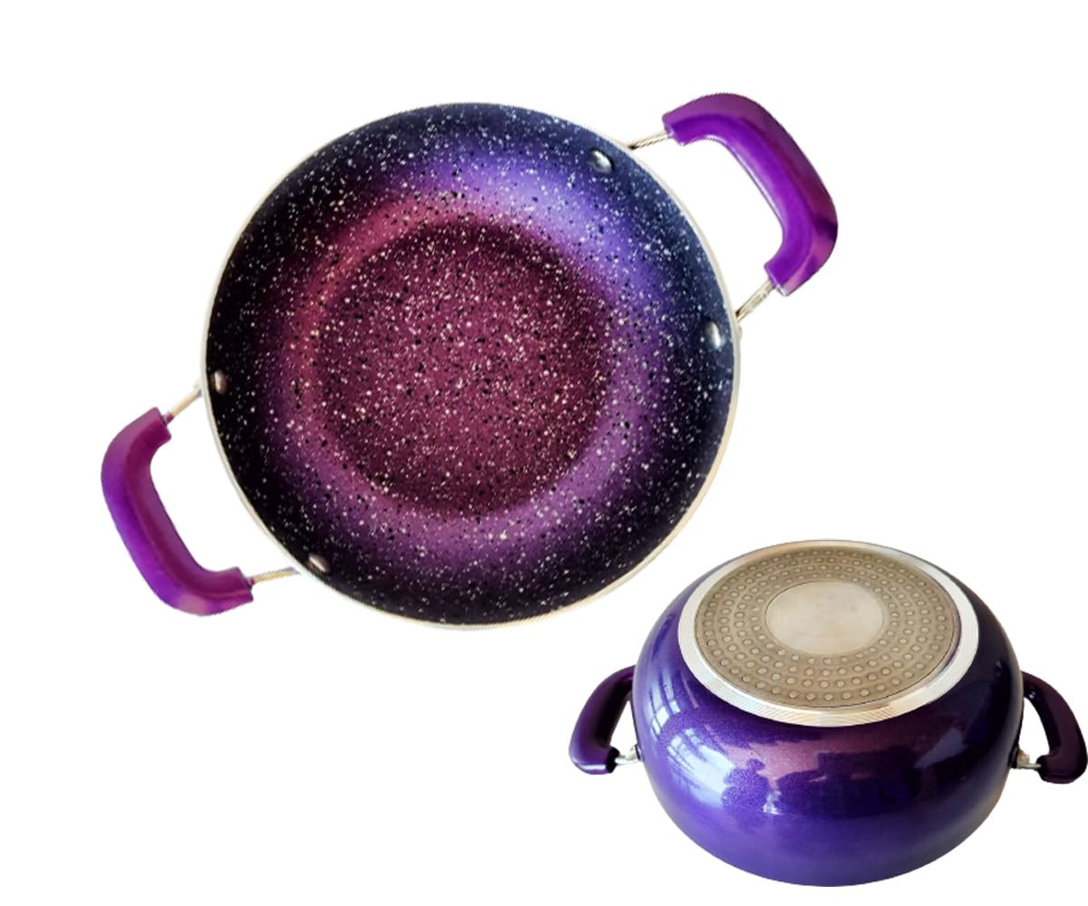 Satre Online and Marketing Mini Aluminium Induction Base Kadhai, Non Stick, Fry Pan - Puple