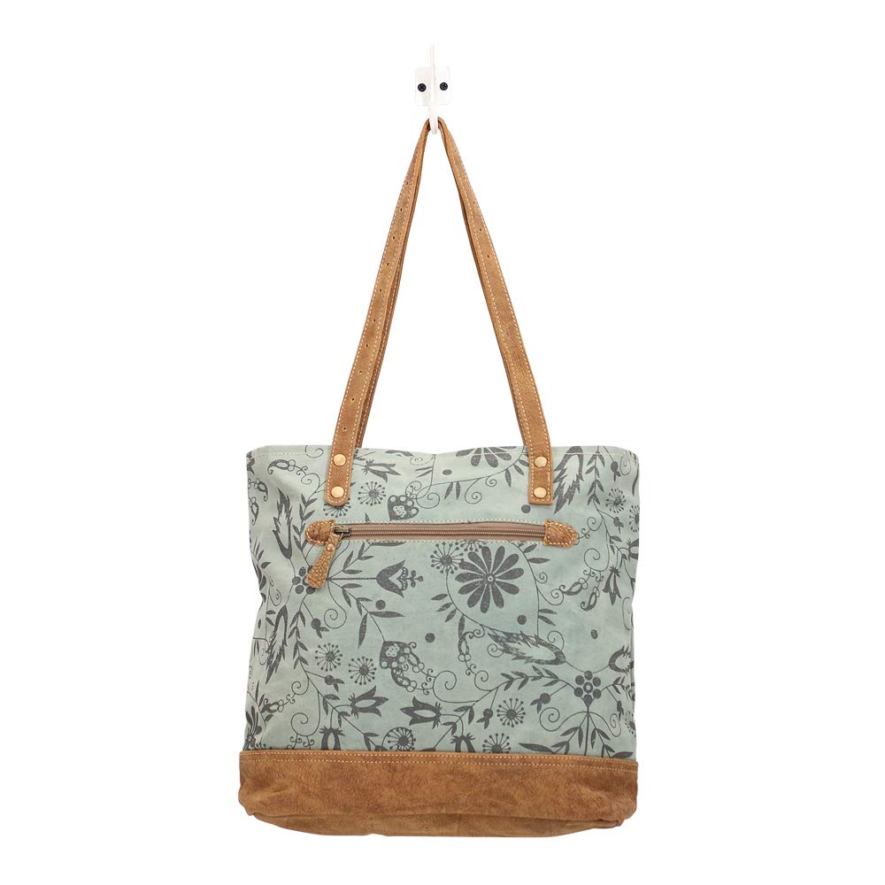 Myra Bag Efflorescence Upcycled Canvas & Leather Tote Bag S-1464