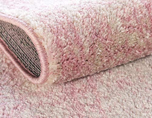 Rugs.com Dover Collection Rug β 5 Ft Round Pink Low-Pile Rug Perfect for Kitchens, Dining Rooms