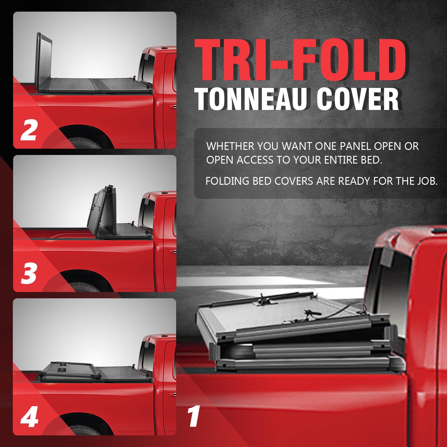 DNA MOTORING New Upgrade Truck Bed Top Hard Solid Tri-Fold Tonneau Cover Compatible with 09-18 Dodge Ram 1500/10-16 Dodge Ram 2500 3500 6.5Ft Beds, TTC-HARD-019
