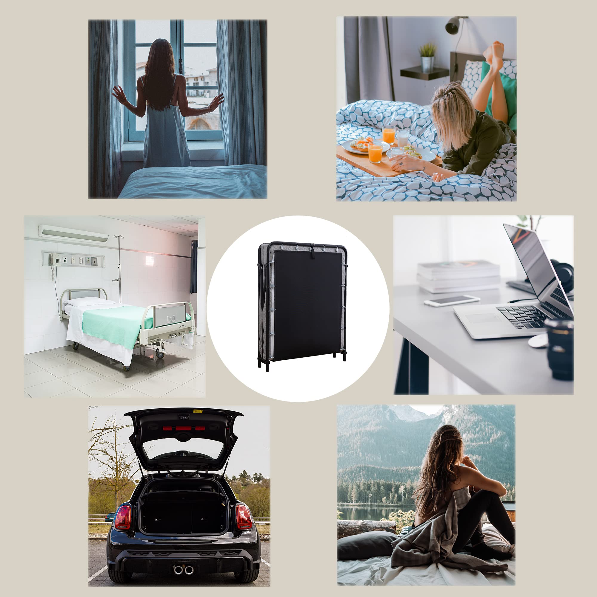 LEISUIT Folding Bed with Memory Foam Mattress - Portable Fold Up Bed - Luxurious Foldable Bed with Frame - Foldaway Guest Bed - Hideaway Cot for Adults,Grey