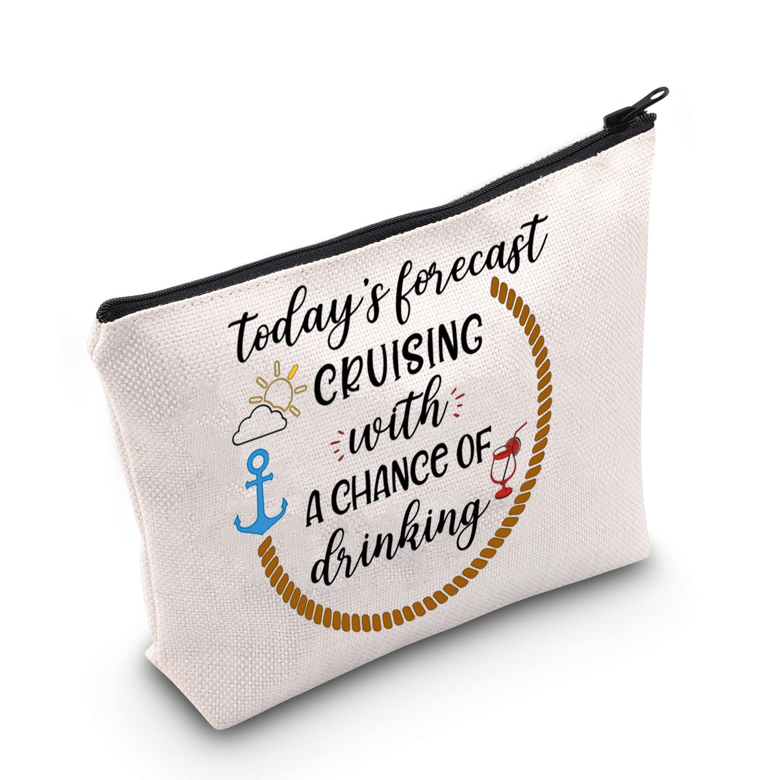 POFULL Cruise Themed Gift Cruise Boat Cocktails Friends Groups Cruise Cosmetic Bag (forecast Cruising)
