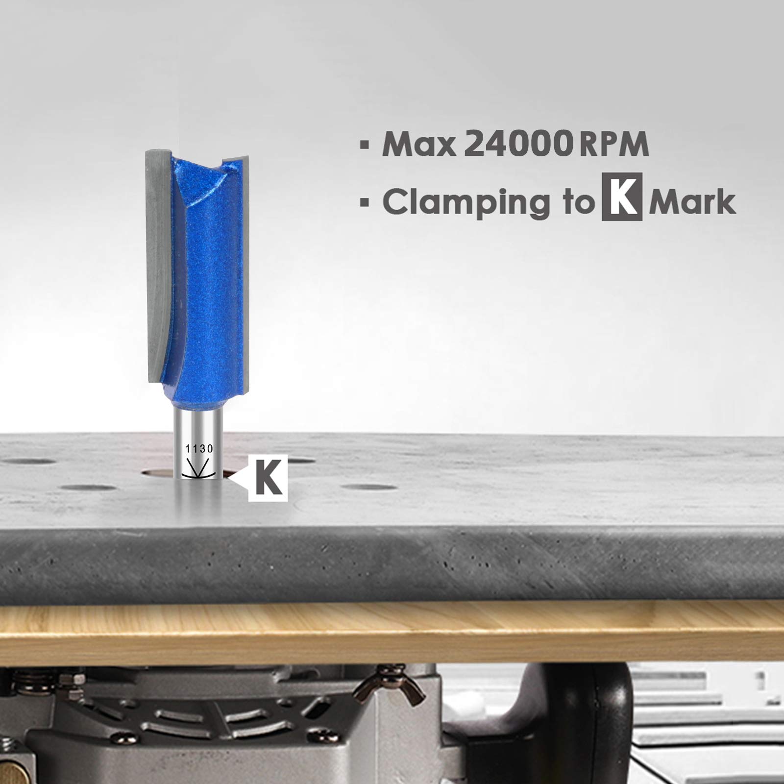 KOWOOD Plus Double Flute Straight Router Bit Set, 1/4 Inch Shank. Cutting Diameter in 1/4โ, 5/16โ, 3/8โ, 1/2โ. with updated Kowood C3 Carbide. Great for create groove, dado or hollow