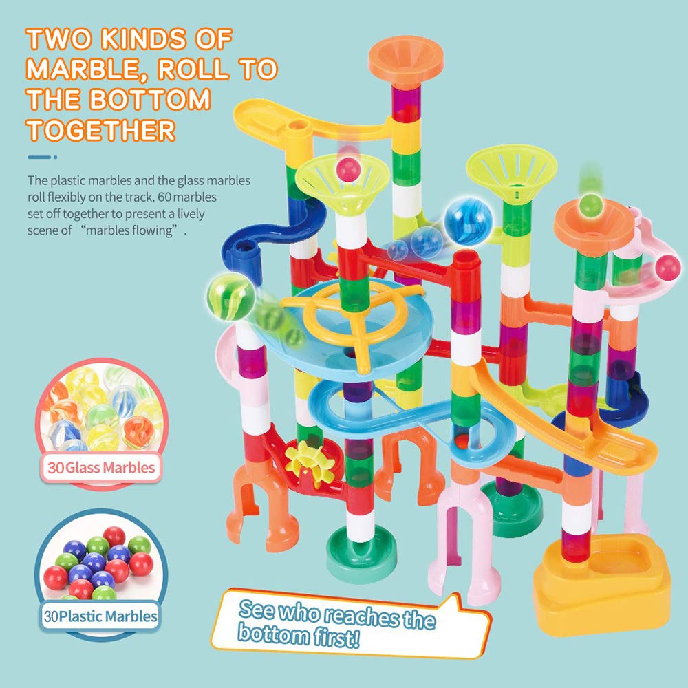 Marble Run, 135pcs Marble Maze Game Construction Building Toys for Kids, Marble Track Race Set STEM Learning Toys Gift for Boys Girls 3 4 5 6 7 8 9 10+