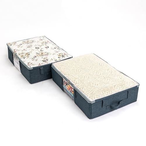 LargeROO Premium Storage Bins with Lids - Versatile Under Bed Storage Containers for Closet Organization and Storage - Ideal for Blankets (4)