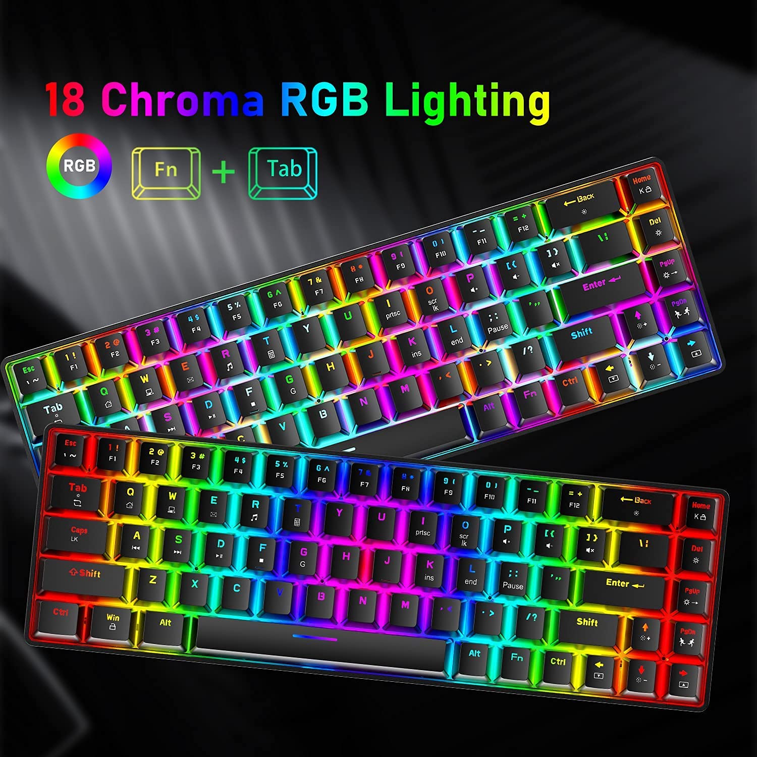 RK-T8 Pro Wired 60% Mechanical Gaming Mini NKRO Keyboard,18 Chroma RGB LED Backlit,TKL Layout,Ultra-Compact With 12 Multimedia Keys,Tactile Red Switch for Xbox,PC,FPS,MOBA,RPG,LOL,PUBG Win/Mac (White)