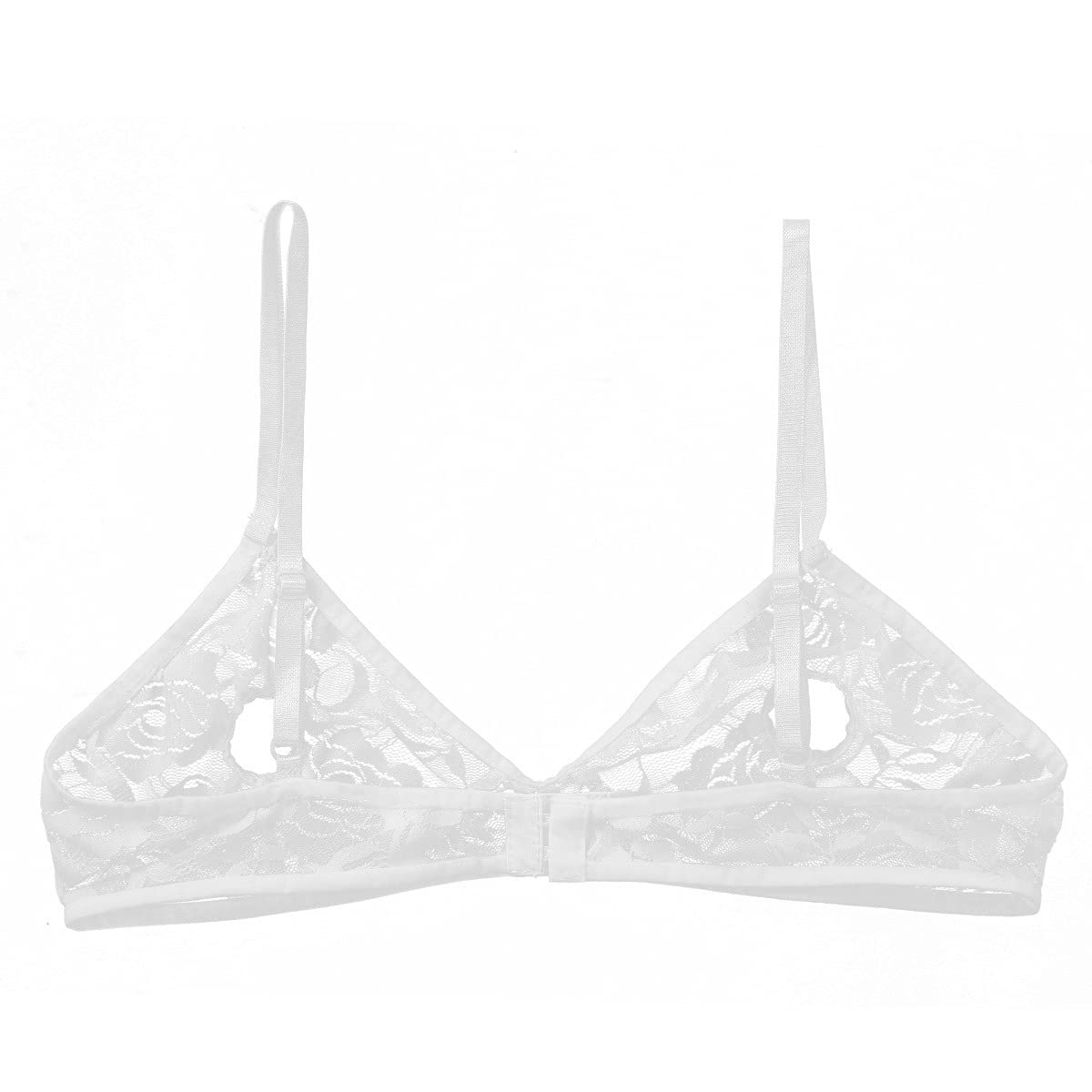 ZHIMING Women's Thermal Underwear Soft lace Floral Sheer Nipples Open Hollow See-Through Bra Wireless Unlined Bra top (Color : Black, Cup Size : C)