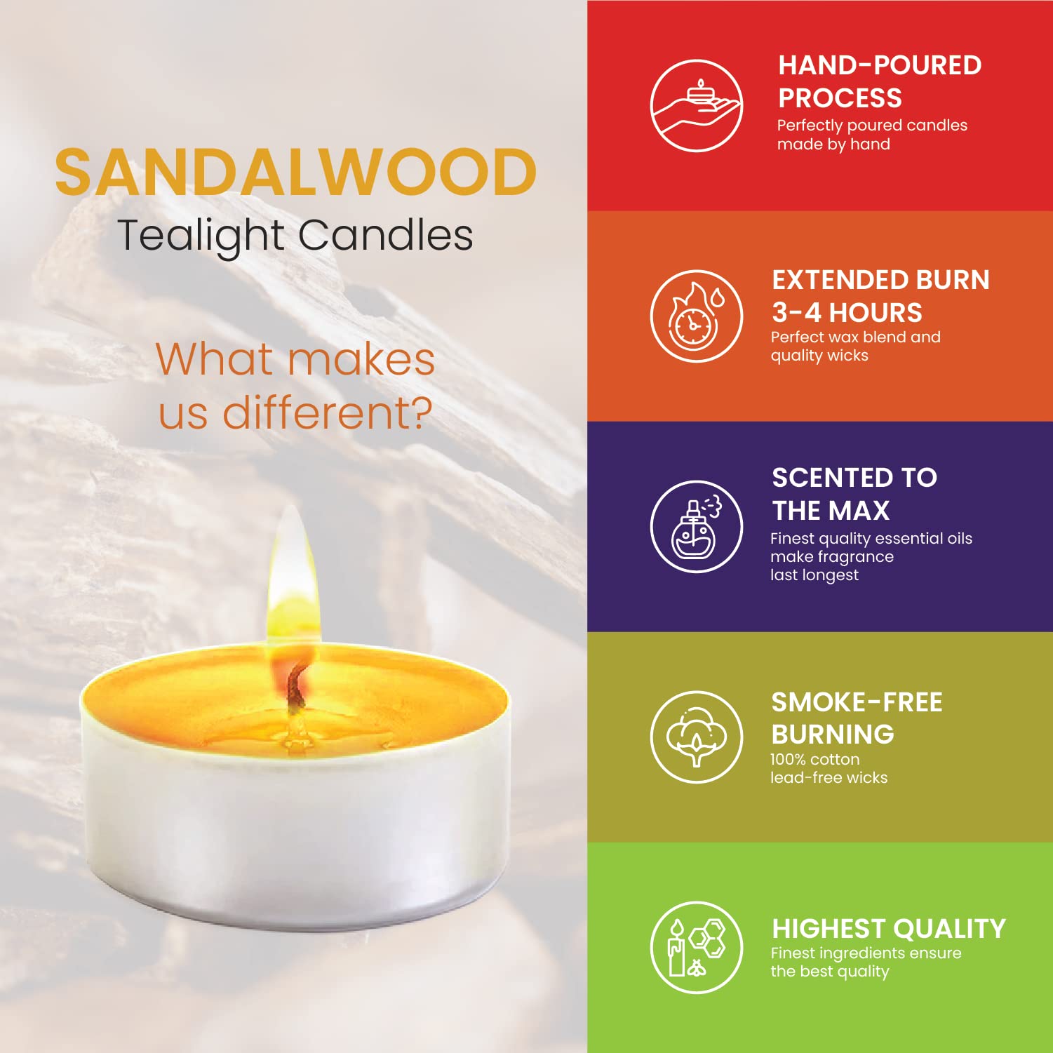 Patchouli Scented Tea Lights Candles - Patchouli Candle - 30 Pack - Colored Tea Lights Candles Scented - TeaLight Candles for Holiday, Wedding and Home - Green Tea Candle - Scented Tealight Candles