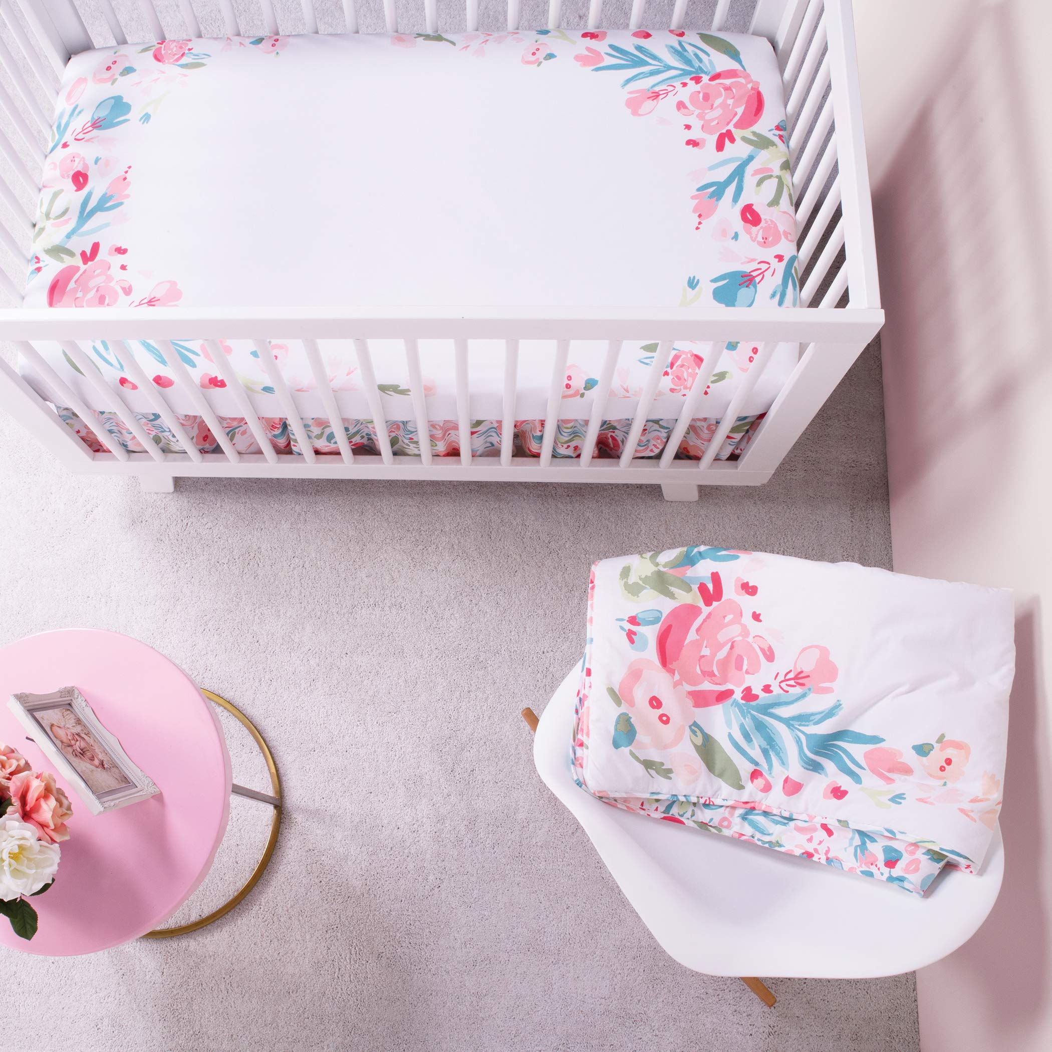 My Tiny Moments Painterly Floral Photo Op Fitted Crib Sheet