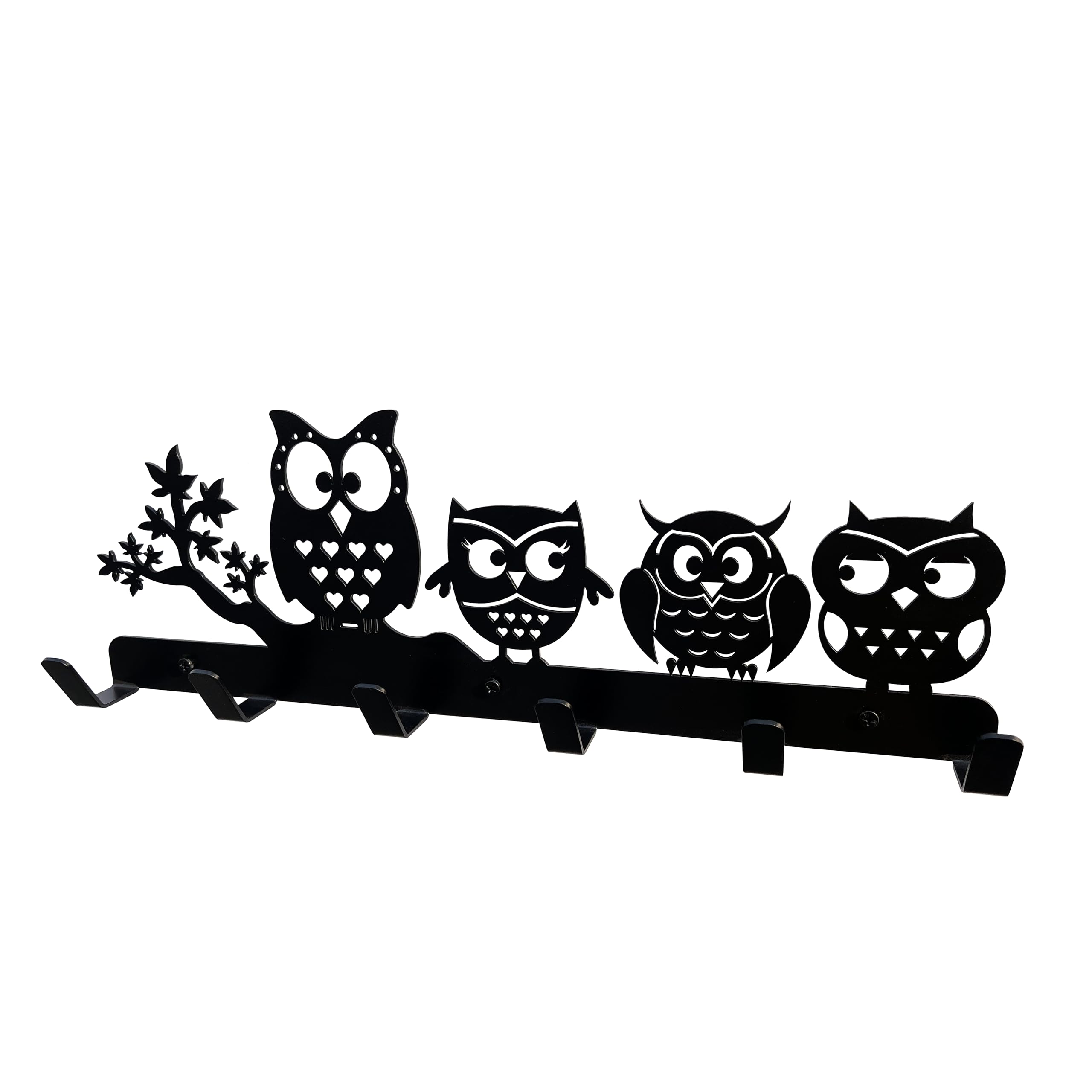 HeavenlyKraft Home Coat Hooks Wall Mounted 6 Hooks, Entryway Organizer, Modern Coat Hooks for Wall Mounting, Towel & Robe Rack Heavy Duty. (OWL Family Coat Hooks)