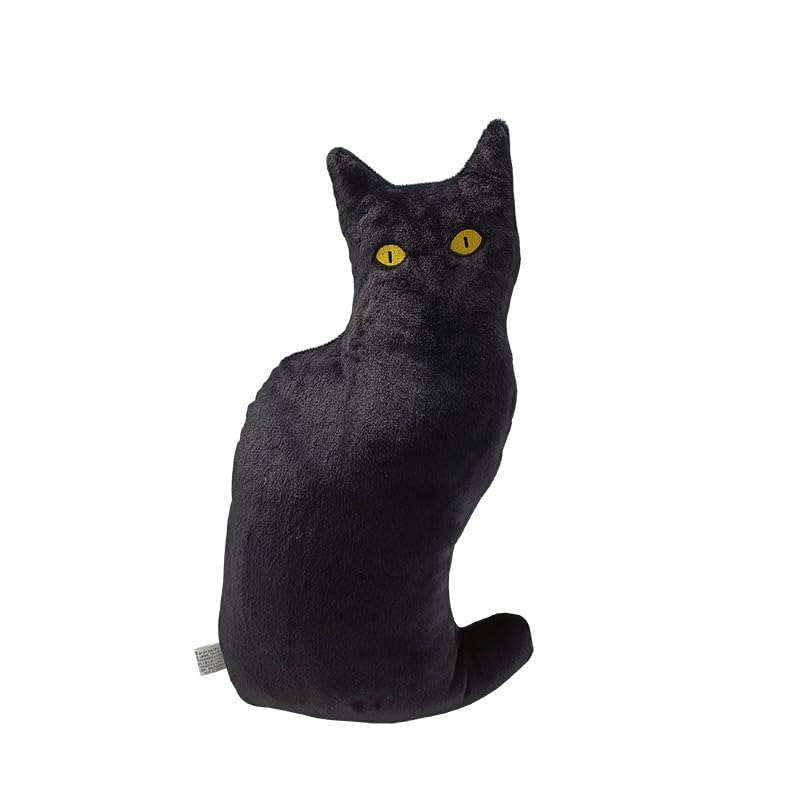 Zen Living Pro Black Plush Cuddle Cat Shaped Throw Pillow β Cute Fluffy Stuffed Long Animal Plushies, Life Size Spooky Cushion, Realistic Halloween Gothic Boho Decor Gift