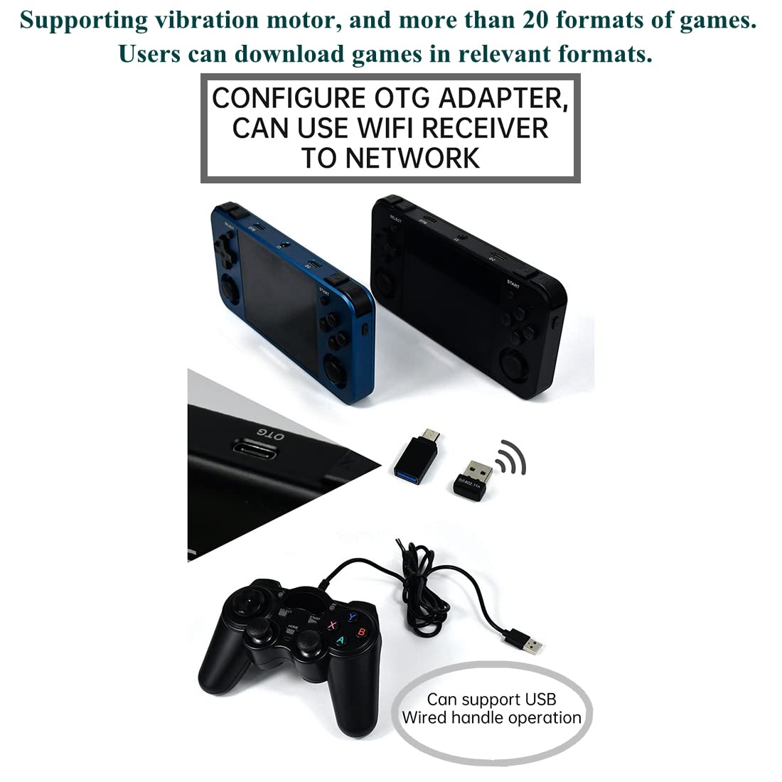 Petforu RG351MP Handheld 128GB/20,000 Games Console Metal Version 3.5-inch (Blue)