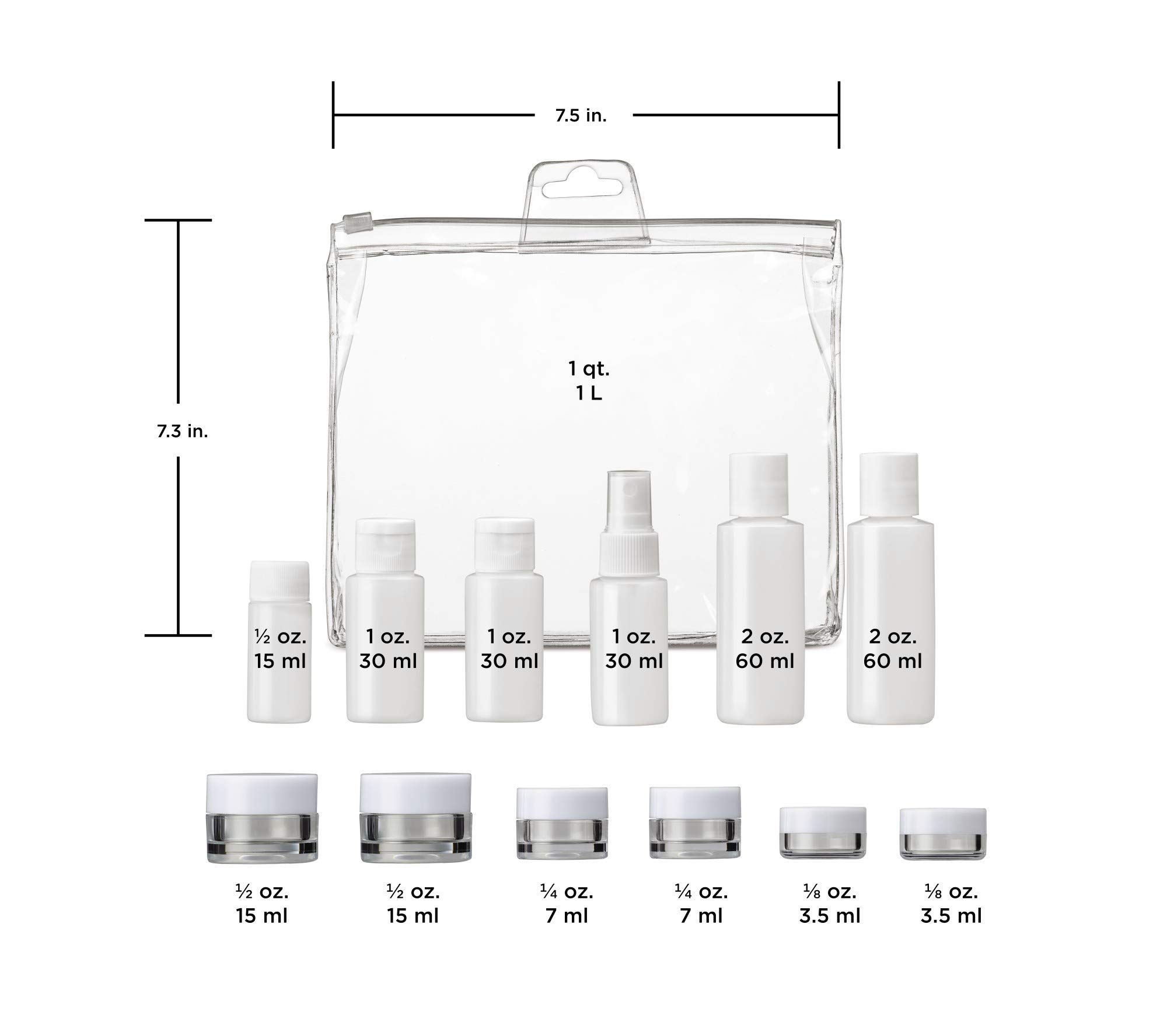 Conair Travel Sized Toiletries, TSA Approved Travel Bottles, Travel Sized Bottles by Travel Smart, 13 Piece Set