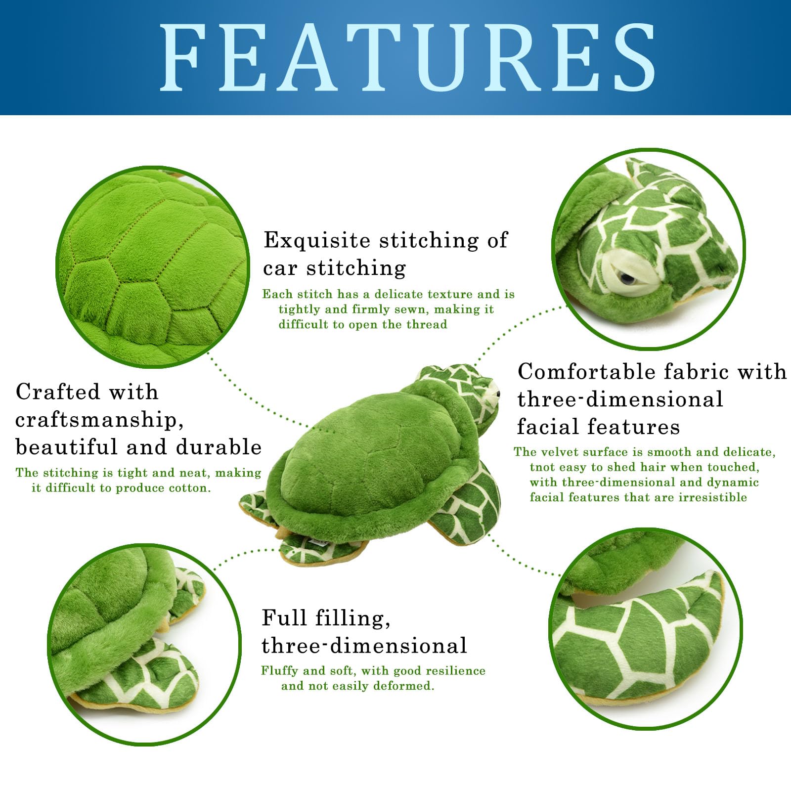 make my day Large Plush Turtle 21'' Stuffed Sea Turtle Plush Turtles Soft Big Stuffed Turtle Pillow Toys Tortoise Hugging for Christmas, Valentine, Birthday, Green