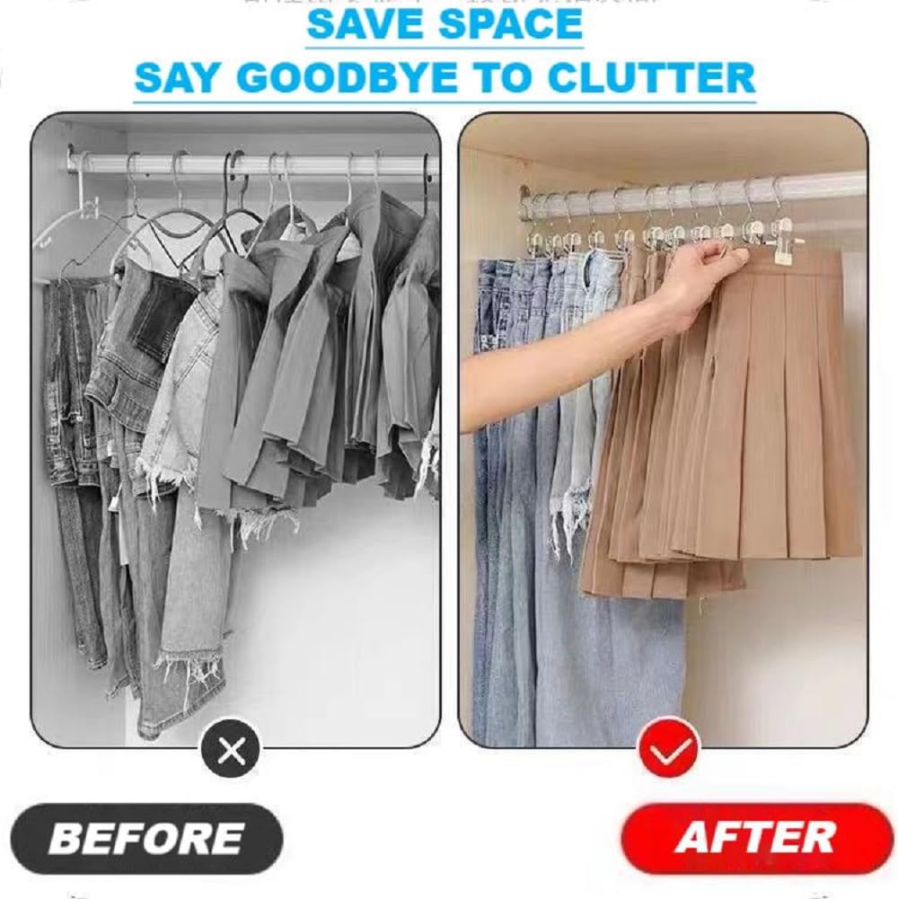 Multifunctional Portable Hanging Clips Clothespin/Upgrade Double Head Clamp Dipped Hanger for Closet Hooks/Clip for Hat, Pants,Skirts Storage Hanging/Space-Saving Travel Hook… (12Pcs, Creamy White)