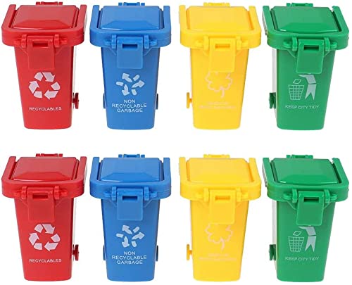 IYSHOUGONG 8 Pcs 2.5“ ”Mini Trash Can Toy Push Vehicles Garbage Cans Curbside Vehicle Garbage Bin for Kids Toddlers