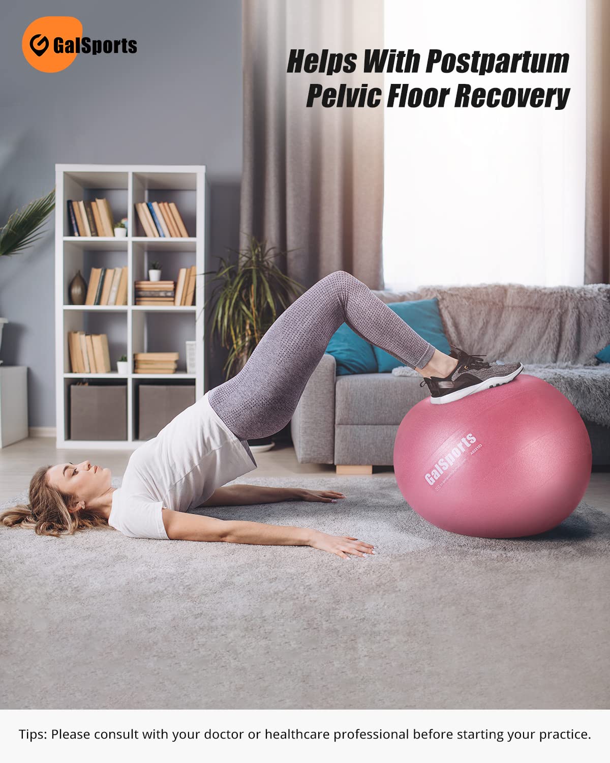 GalSports Pregnancy Ball - Birthing Ball for Workout Yoga Stability, Pregnancy Safety Anti-Burst Materials for Maternity, Labor Exercise Ball with Quick Pump