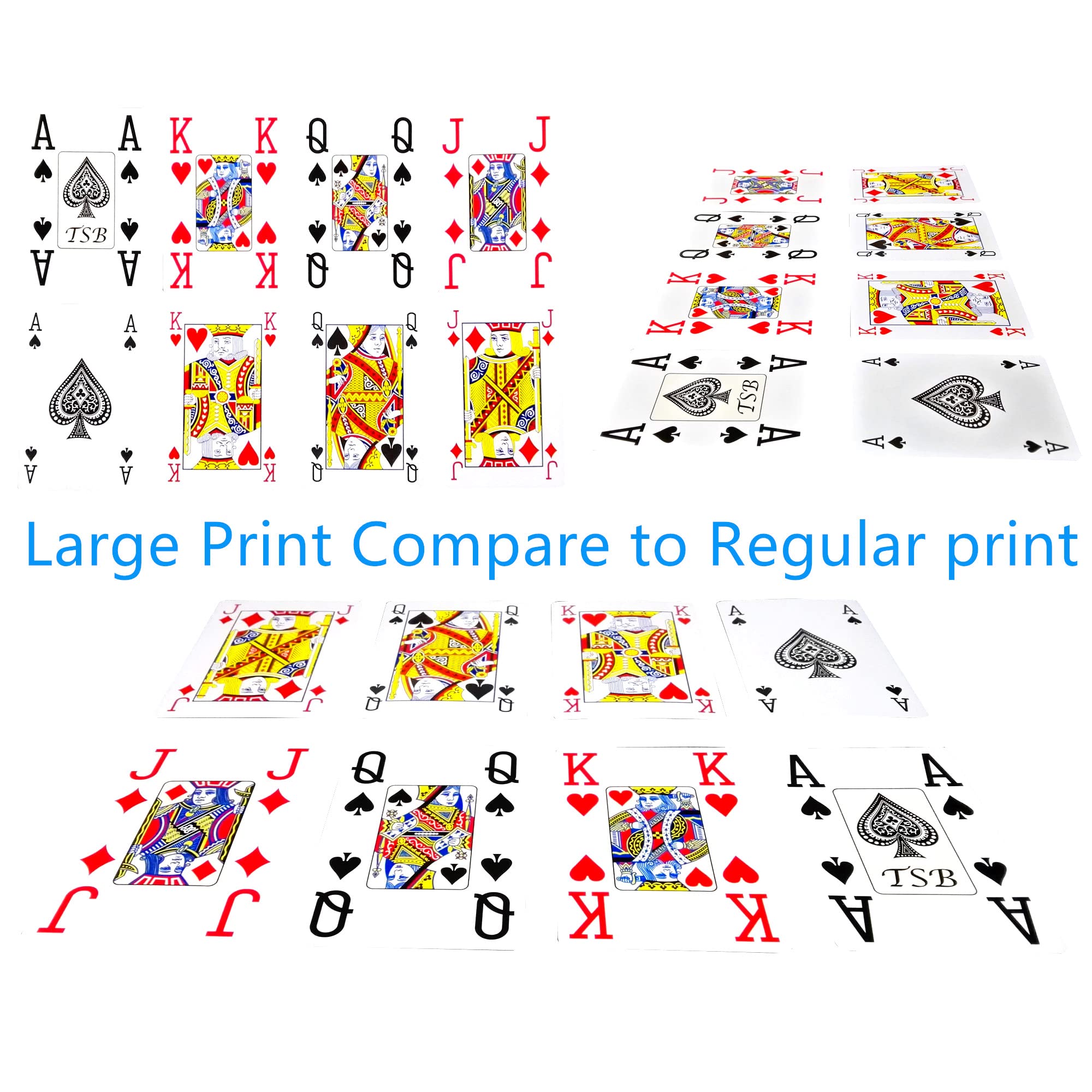 TSB Jumbo Index Bridge Cards Pack of 12 Decks - 6 Colors Jumbo Print Bridge Playing Cards - with Single Box for Easy Storage(12 Decks in 6 Colors)
