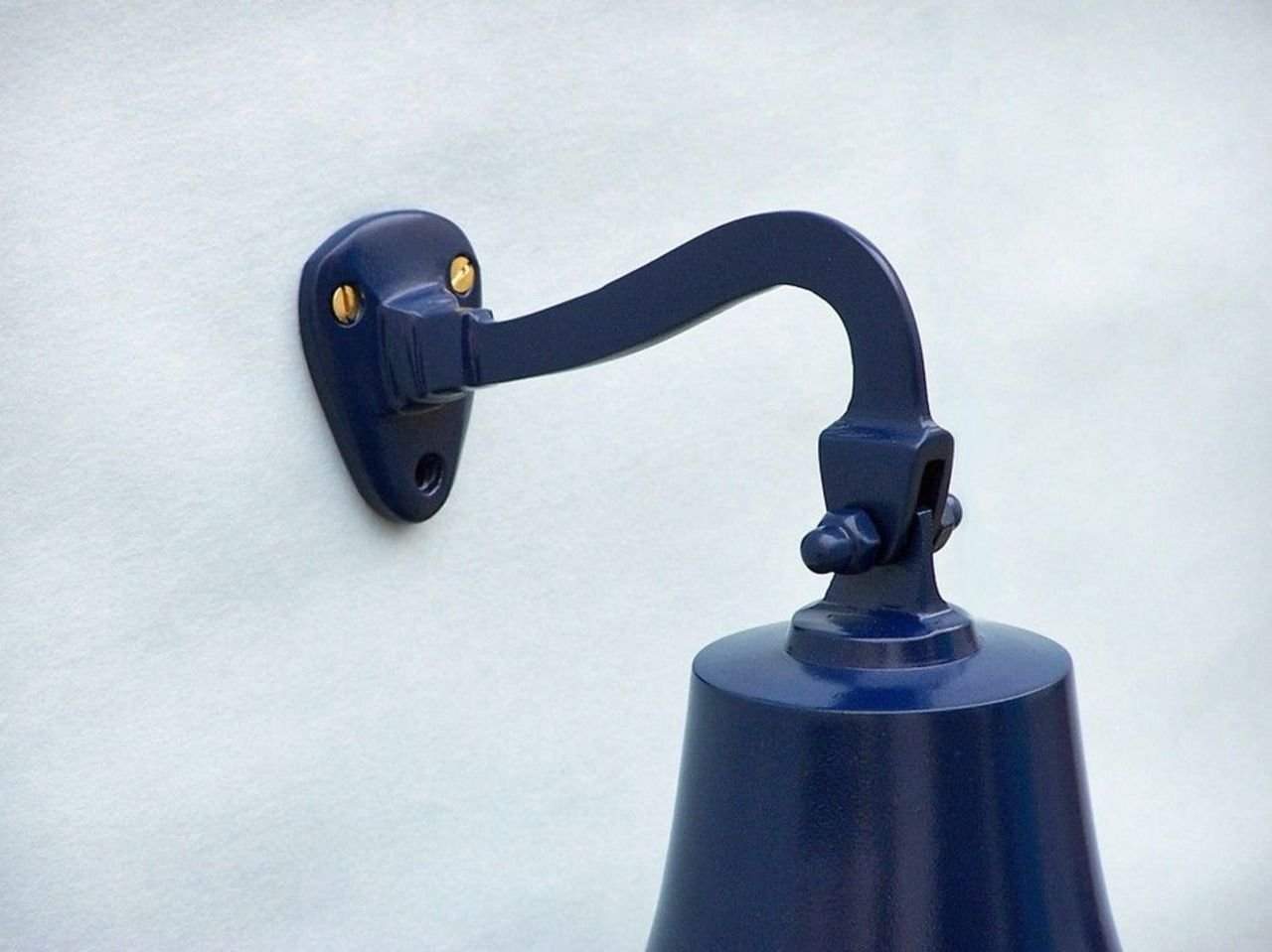 Hampton Nautical 3xglass-101 Solid Brass Hanging Ship's Bell 9"-Blue Powder Coated Nautical Home Decoration, 9 inch