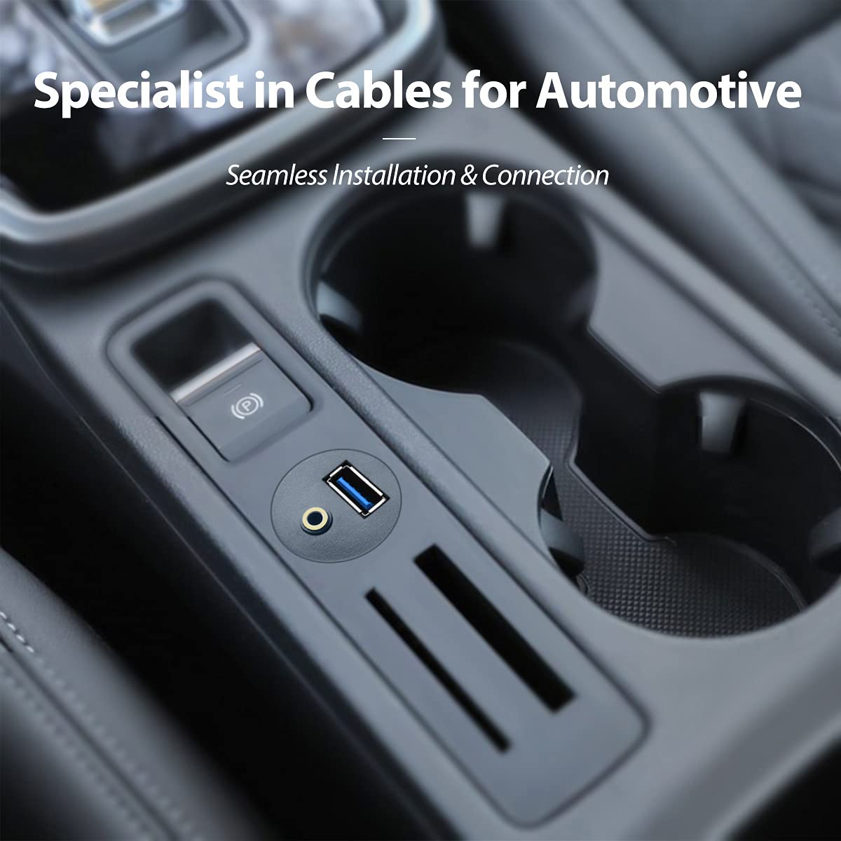 URWOOW Flush Mount Cable Kit 3 ft USB 3.0 Male to Female and 2 RCA Male to 3.5mm Female AUX Extension Cable Dashboard Panel Dash Mount Port 3 feet