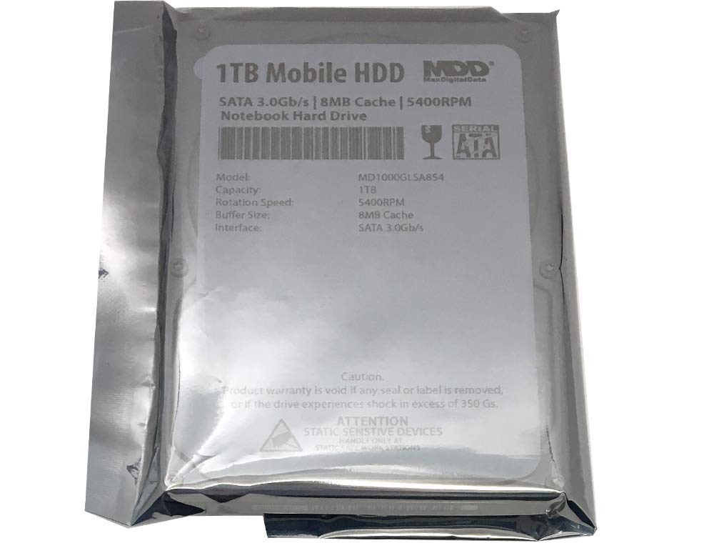 MaxDigitalData 1TB 5400RPM 8MB Cache (9.5mm) SATA 3.0Gb/s 2.5inch Mobile HDD/Notebook Hard Drive - 2 Year Warranty