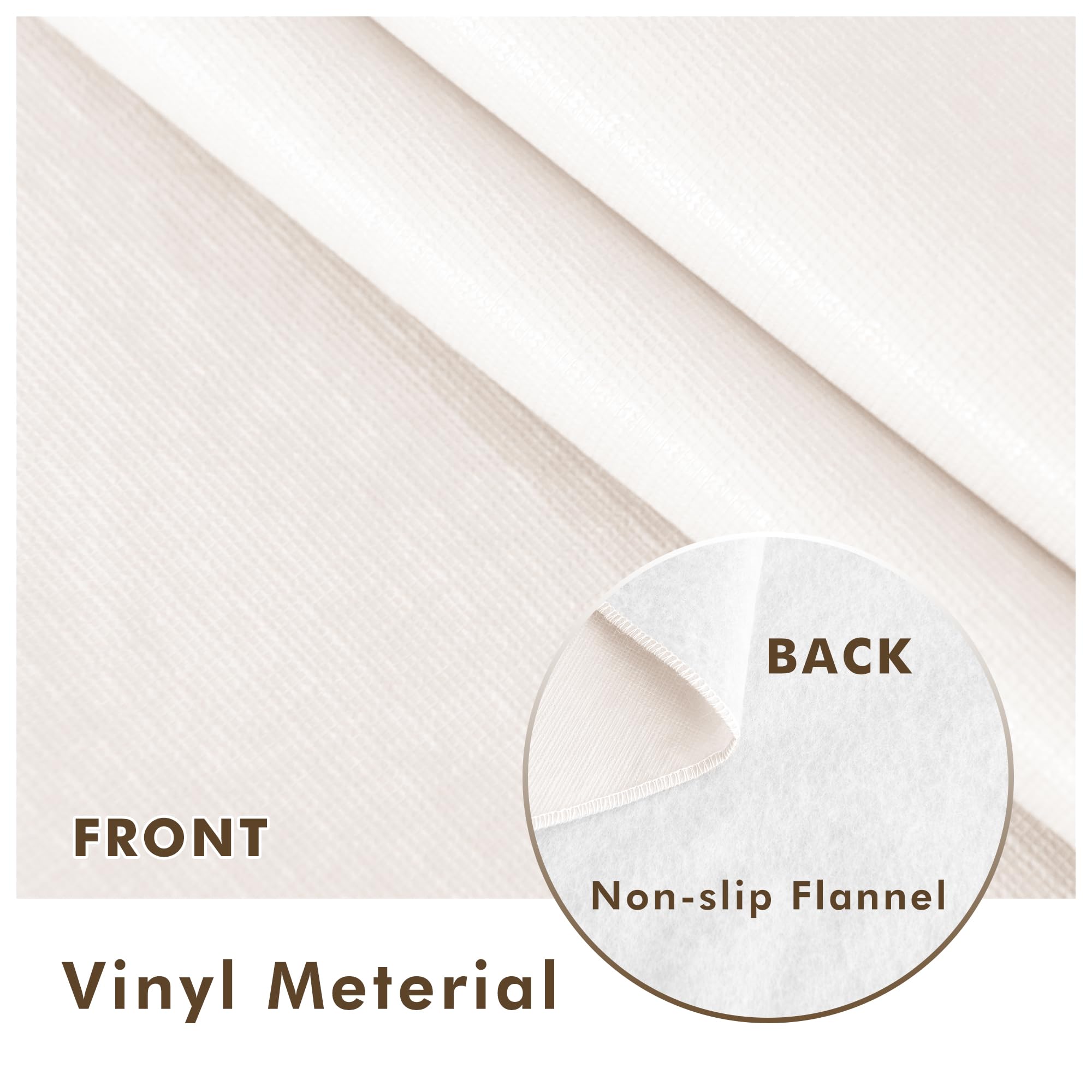 Nasitos 2 Pack Vinyl Tablecloth Rectangle 60x120 Inch-Beige Tablecloth Wrinkle Resistant Waterproof Oil-Proof Flannel Backed Tablecloth, Wipeable Plastic Table Cover for Dinner, Kitchen, Outdoor