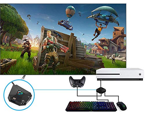 Keyboard and Mouse Converter for Nintendo Switch, Wired Keyboard and Mouse Adapter for PS4 PS3 Xbox ONE/360 Console Series Converter, Custom Mapping, 8 Keys Storage, Reset Button, FPS, TPS, RPG Games