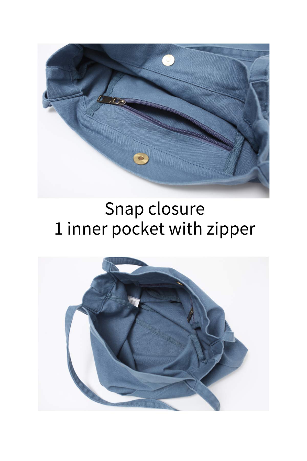 Jeelow Washed Canvas Market Tote Handbag Shoulder Bucket Bag Purse With Pockets For Men & Women